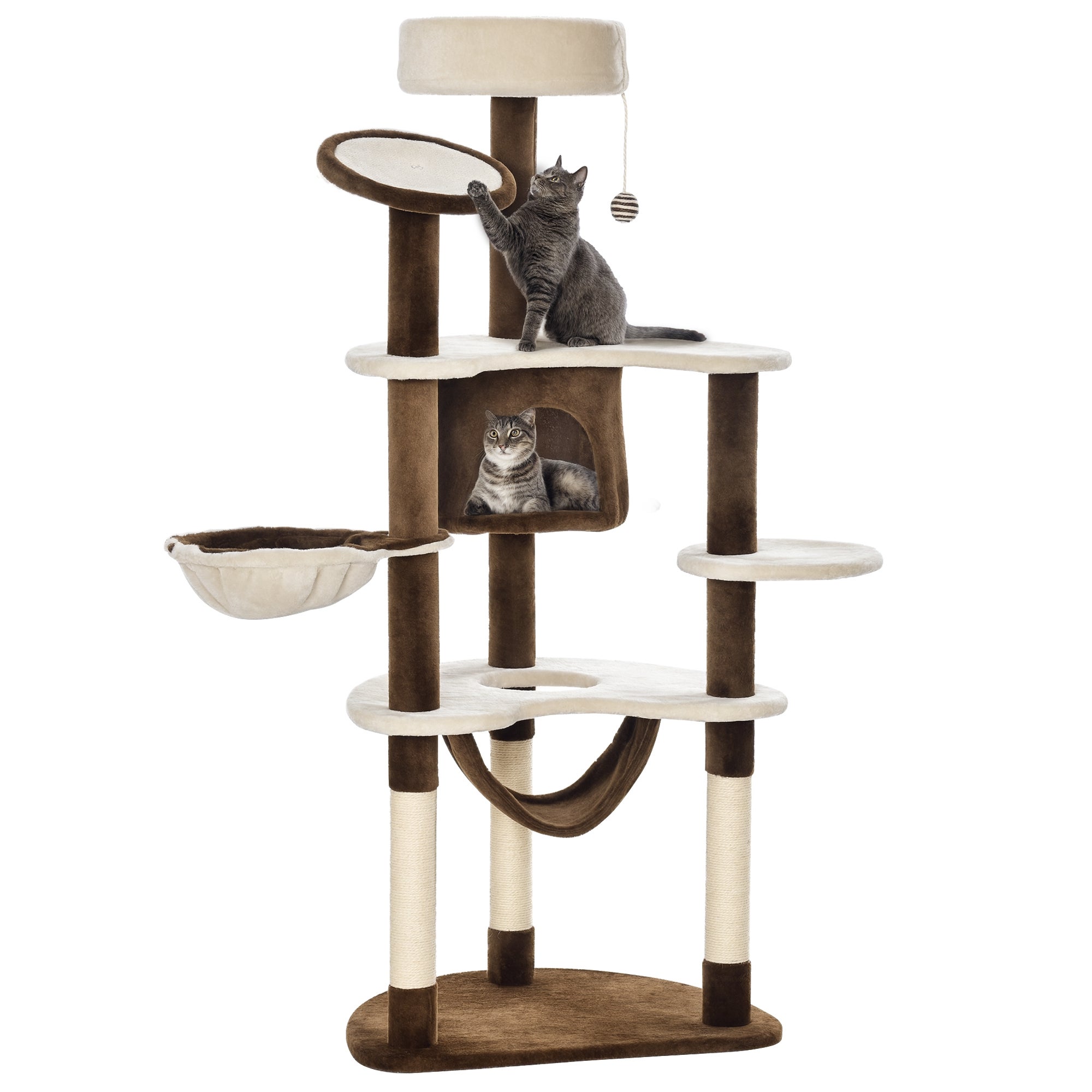 Grande tour chats 65x50x153 cm avec hamac plateformes, balles jouets et ...