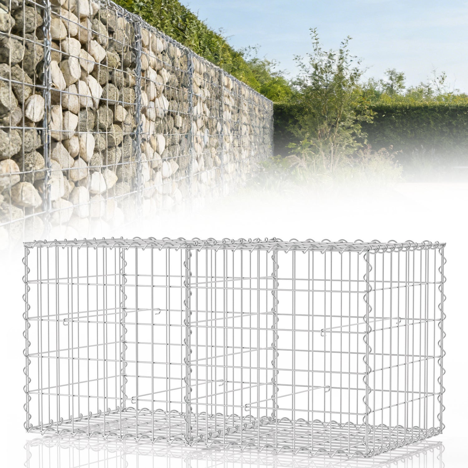 Gabion pour Pierre Renforcé 100x50x50 cm, Acier Galvanisé Argenté ...