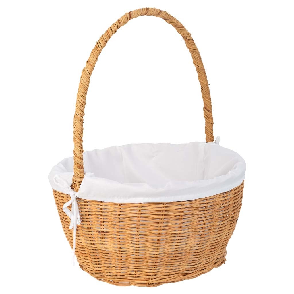 Panier rond en osier avec doublure marron 28x28x15-33h | Leroy Merlin