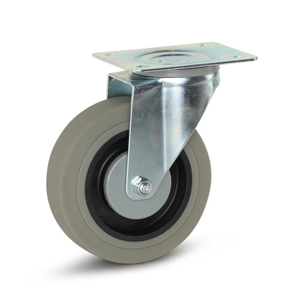 Roue pivotante caoutchouc gris - MESO - Platine - 125 mm - 180 kg ...