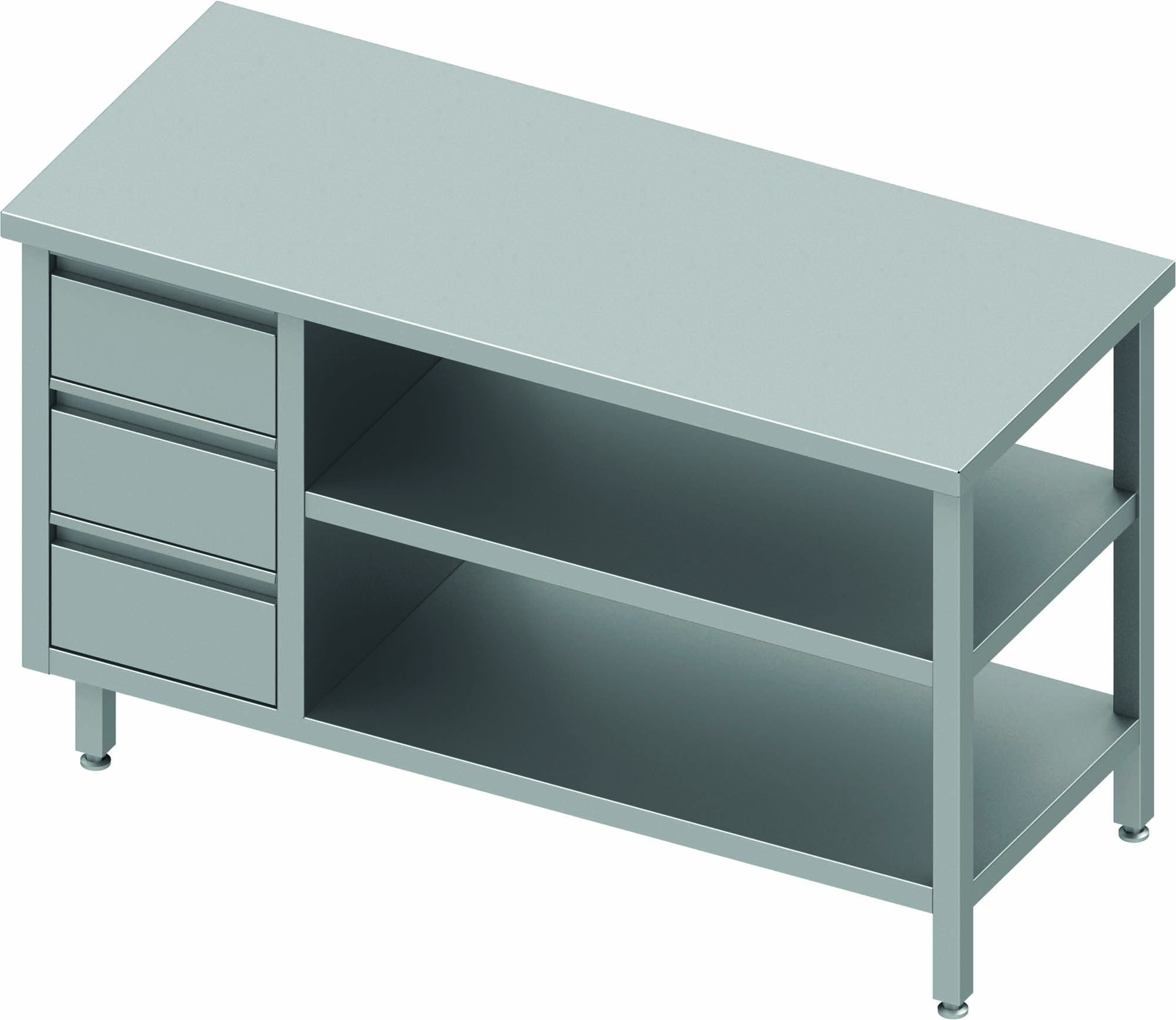 Table Inox Avec 3 Tiroirs A Gauche et 2 Etagères - Gamme 600 - Stalgast ...