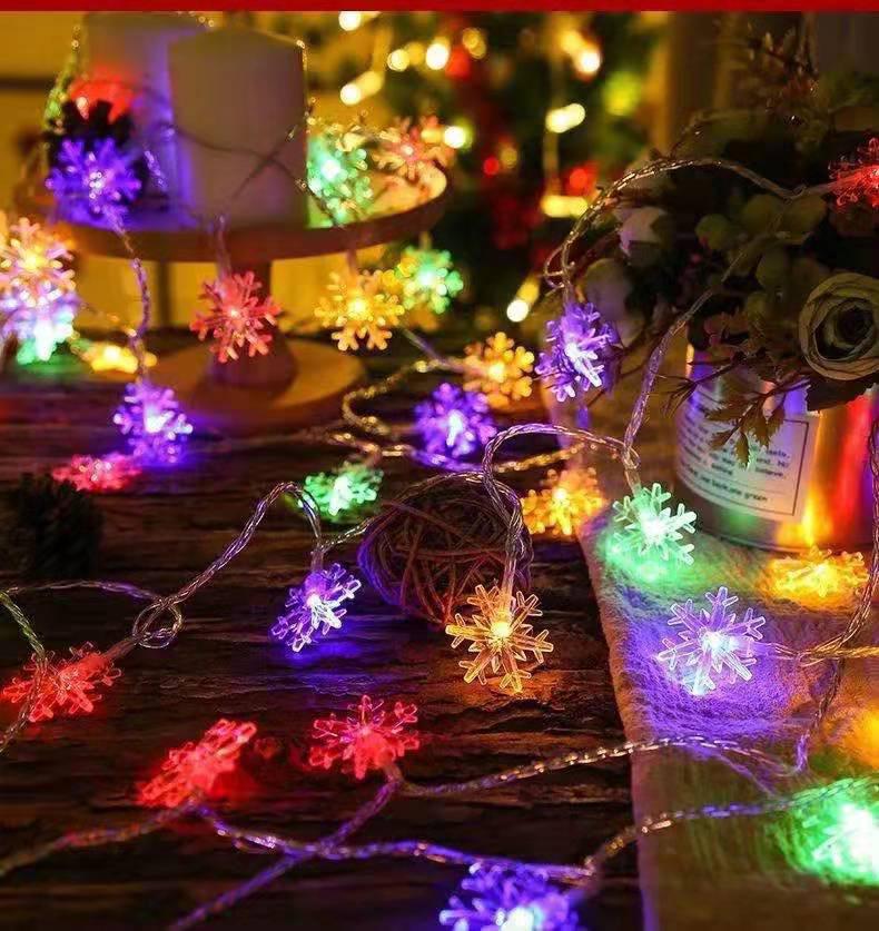 Luces navideñas con batería, copo de nieve, 5M, 50LED (multicolor) con ...