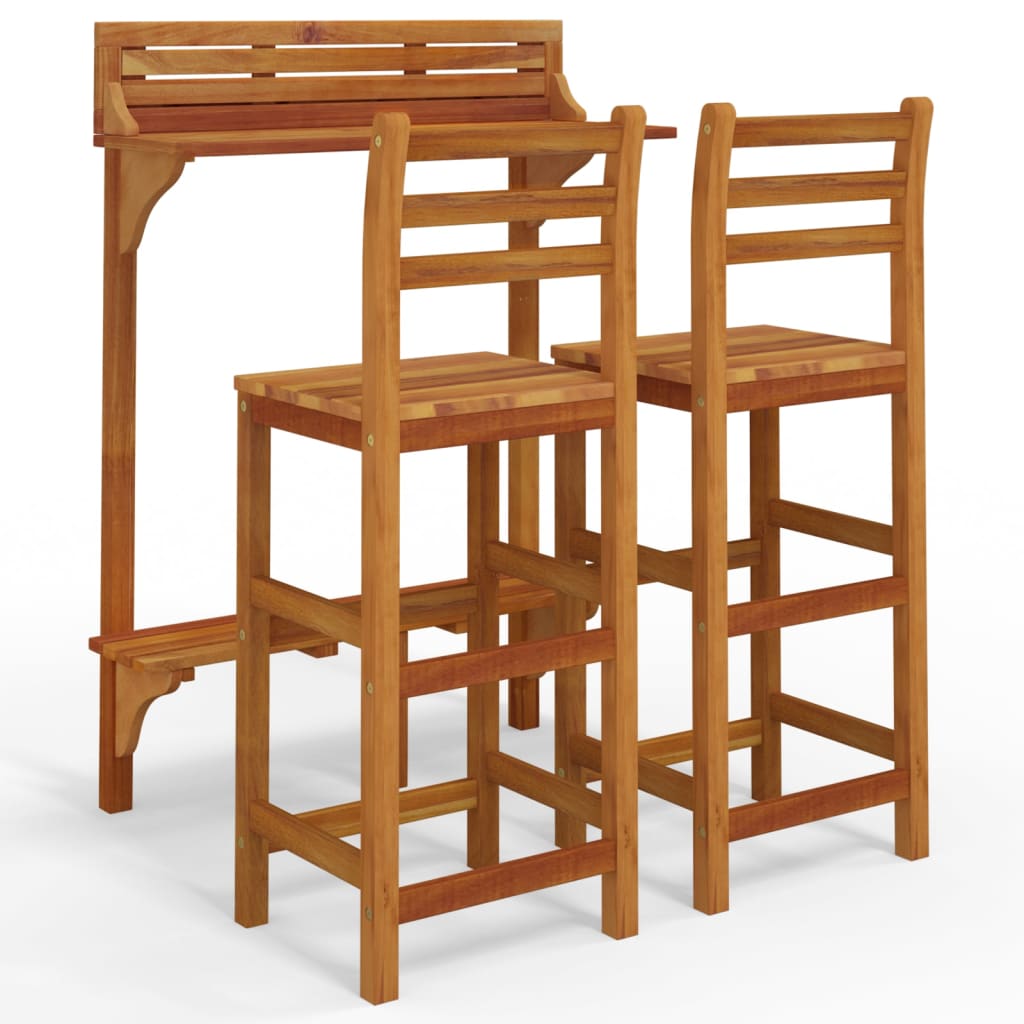 Ensemble de bar de balcon 3 pcs Bois d'acacia massif | Leroy Merlin