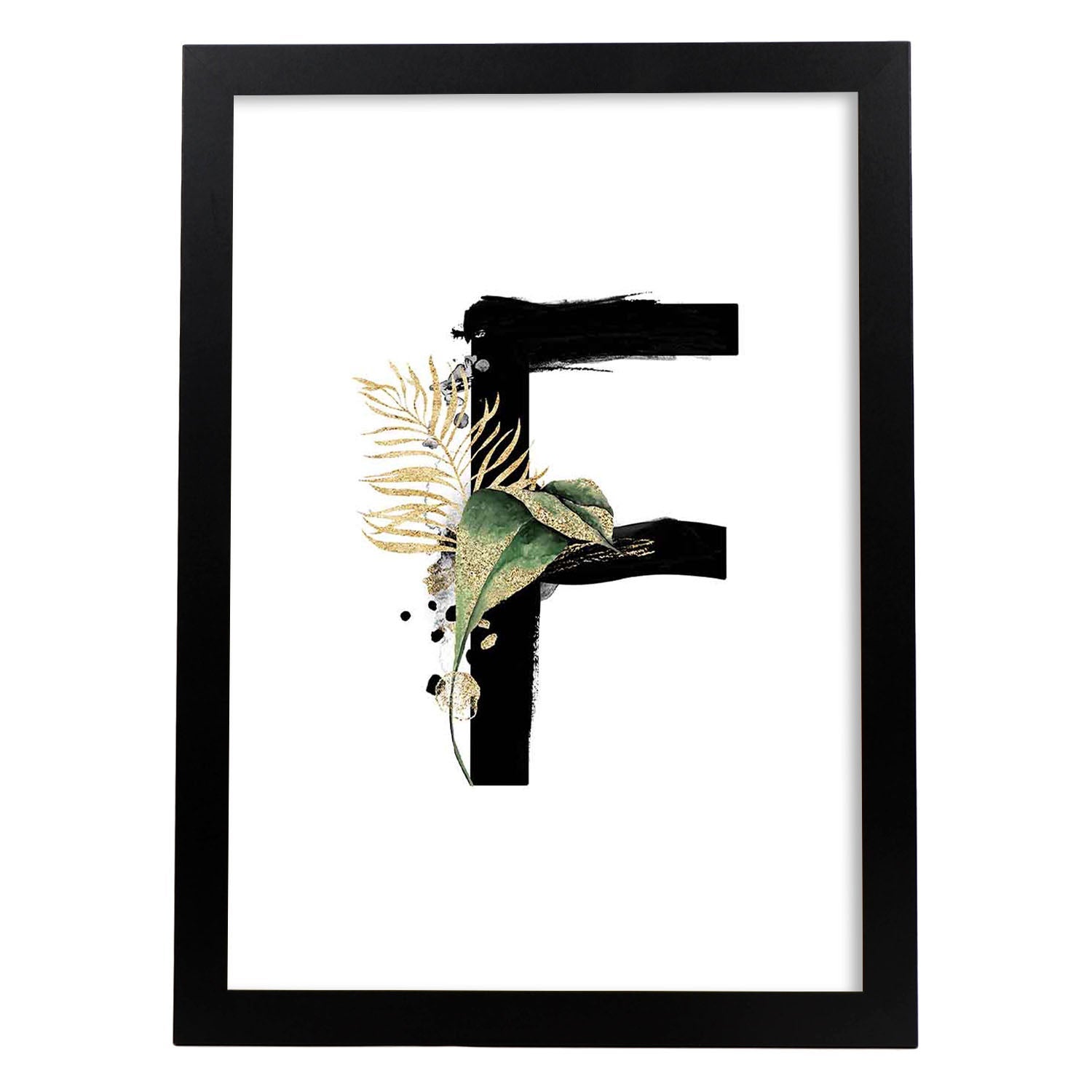 Poster De Letra F. Lámina Estilo Jungla Negra Con Imágenes Del Alfabeto ...