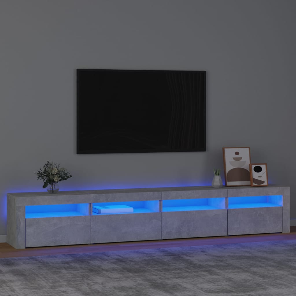 Meuble TV avec lumières LED Gris béton 240x35x40 cm | Leroy Merlin