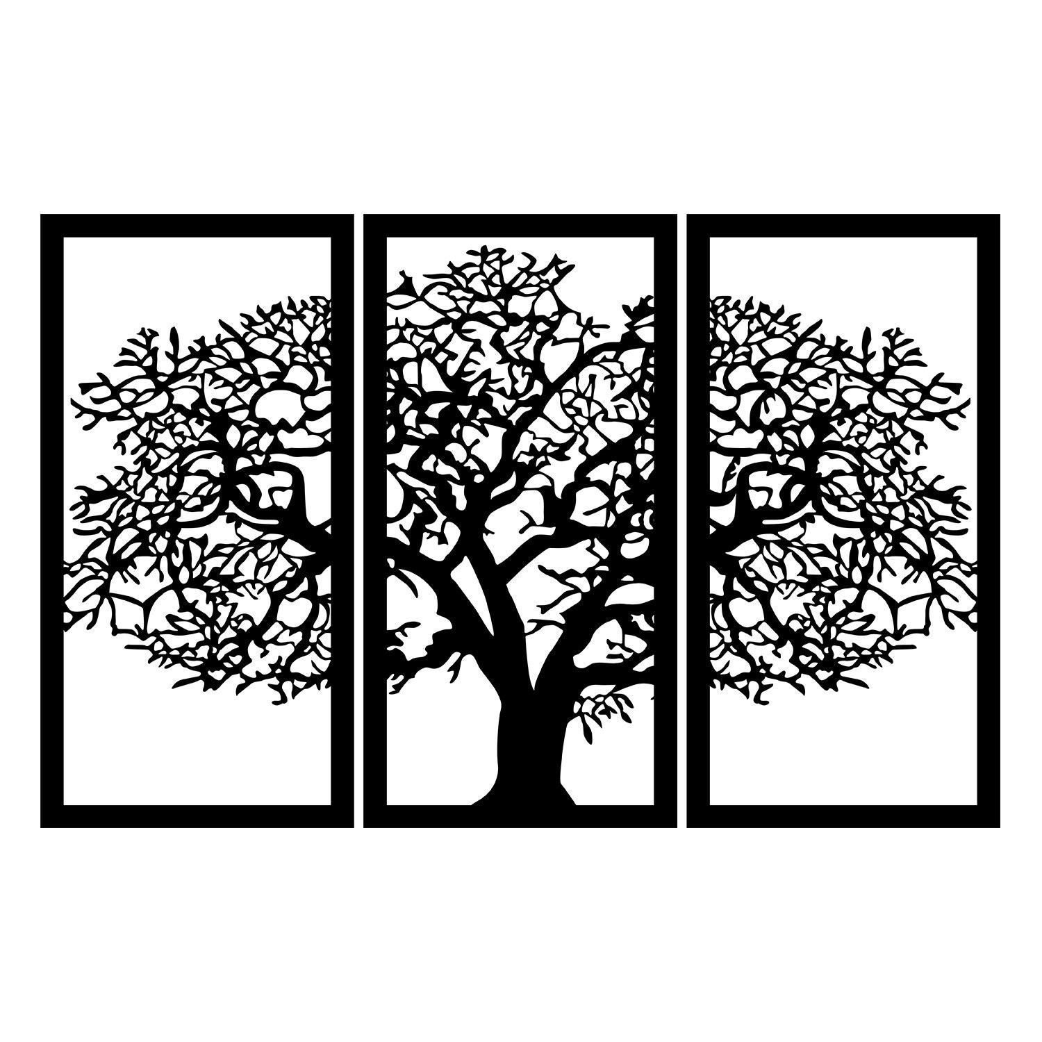 Décoration murale, triptyque arbre Luzane L106xH33cm Métal Noir | Leroy ...