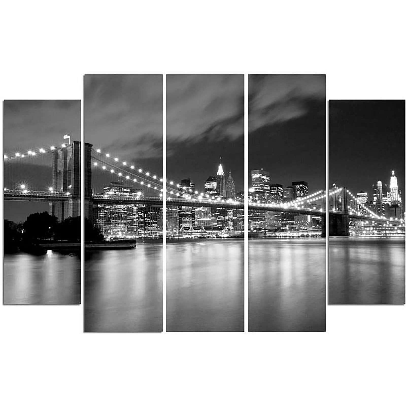 Tableau Pont De Brooklyn La Nuit 150 X 100 Cm Leroy Merlin