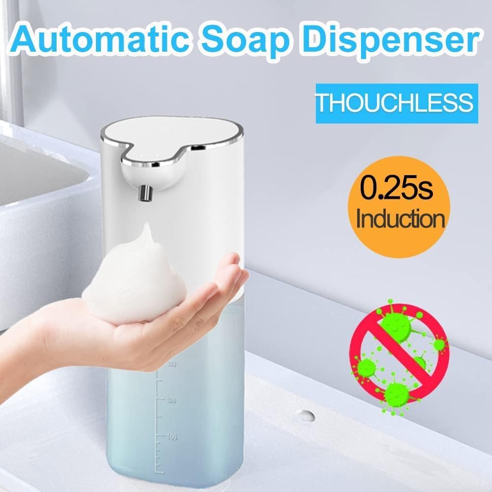 400 ML Savon Mousse Rechargeable sans Contact Montage Mural, 4 volumes de Mousse réglables, ipx5 ...