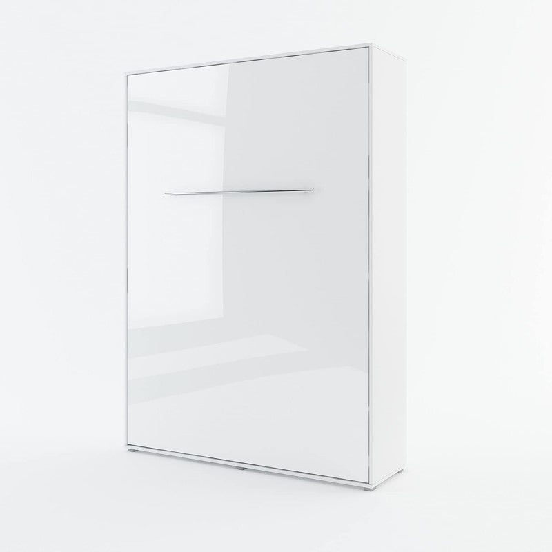 Lenart Lit escamotable MATELAS inclus Vertical 140x200cm Blanc brillant ...