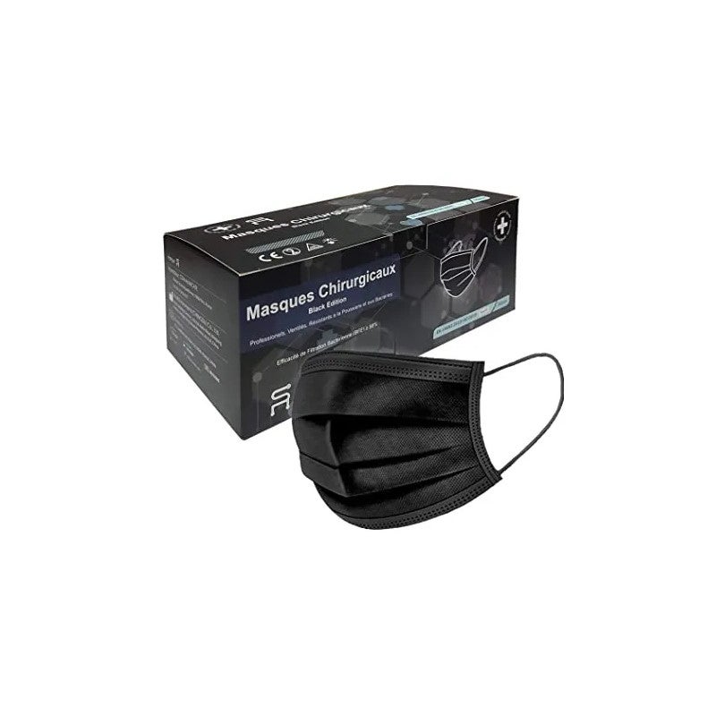 50 Masques de protection jetable, type chirurgical, noir | Leroy Merlin