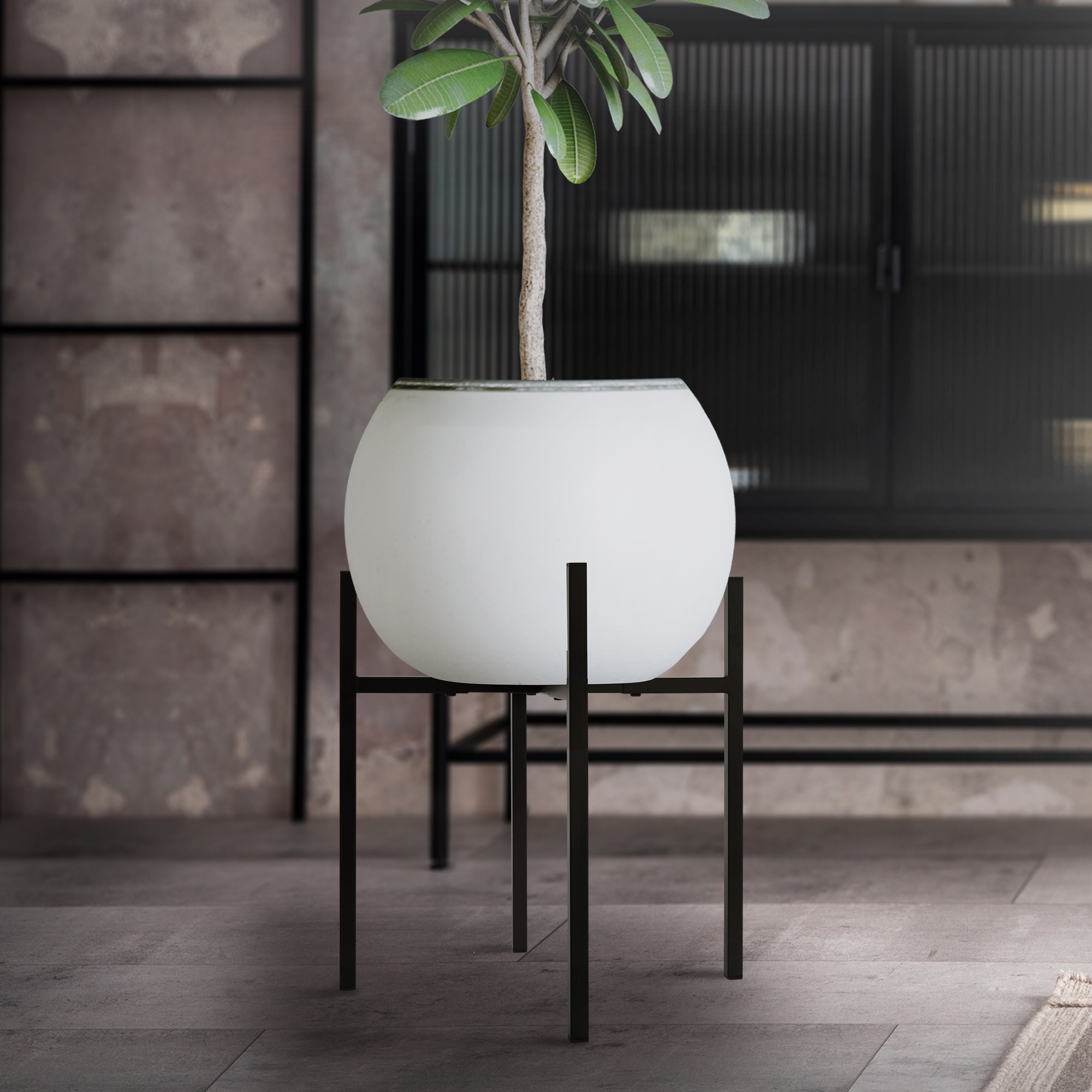 Porte-fleurs noir réglable support plantes métal pot à fleurs design ...