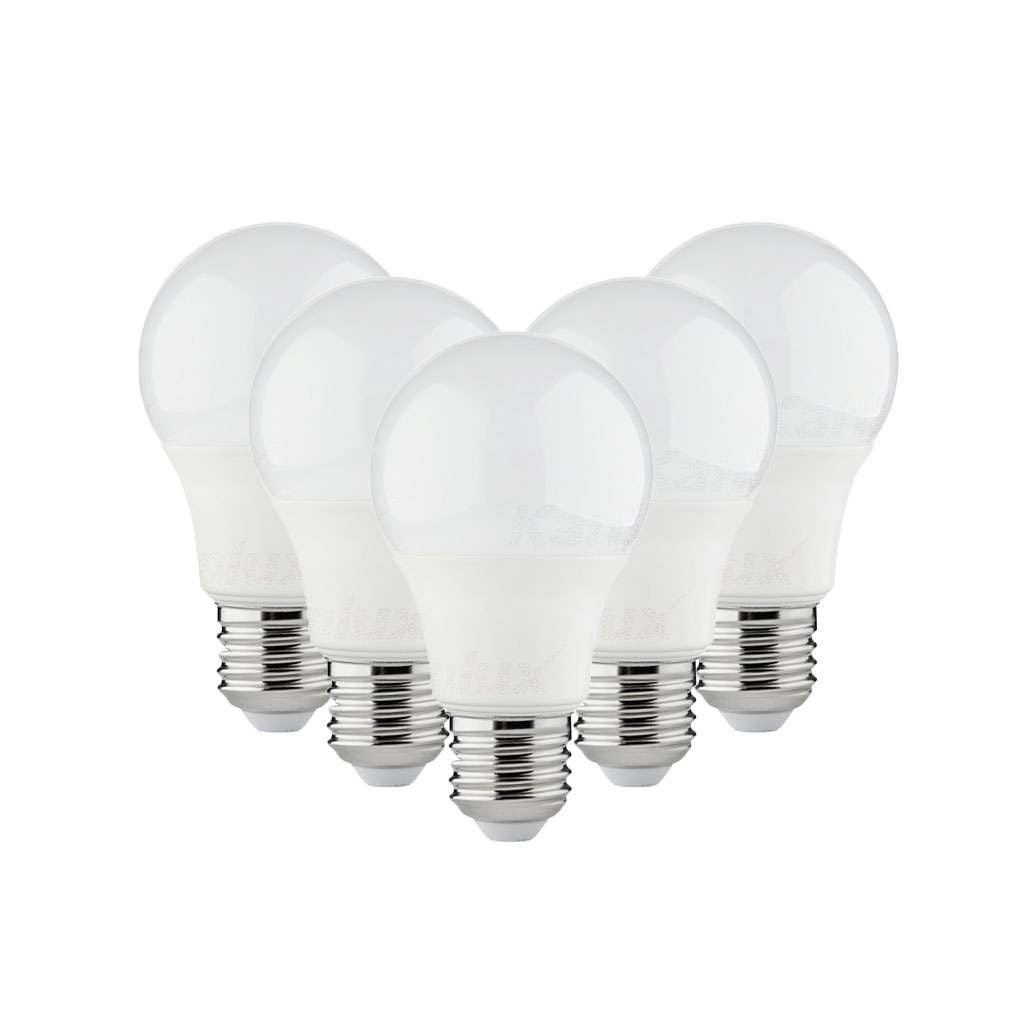 Juego de 5 bombillas LED A60 SMD 8,5W E27 - Blanco caliente 3000K ...