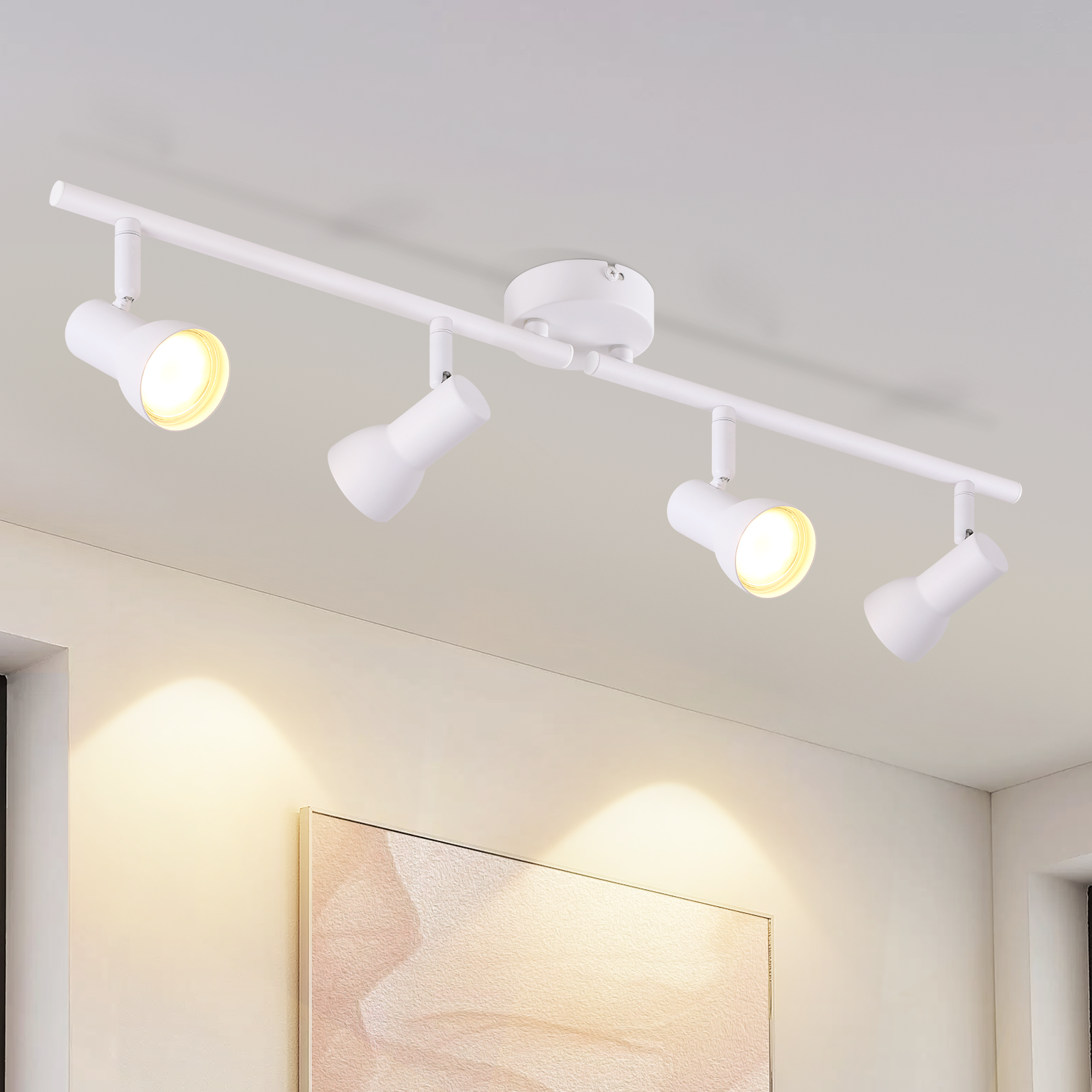 ZMH Spot de techo 4 luces - Focos GU10 orientables 350° en metal blanco ...