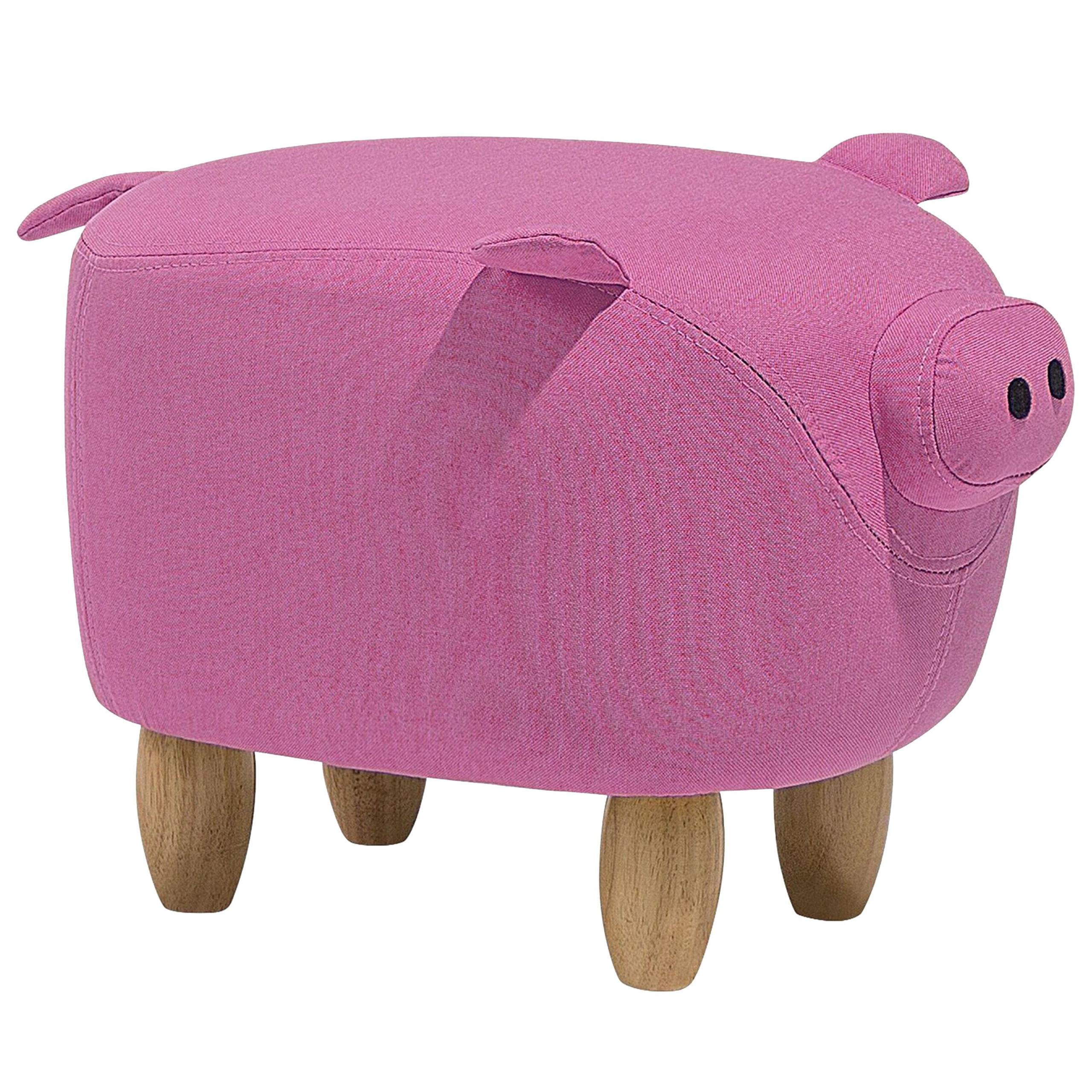 Beliani Puf animal PIGGY Tela Rosa | Leroy Merlin
