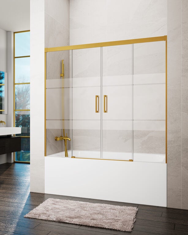 Mampara corredera de bañera Serie BASIC SPAZIO - Color Oro - Cristal ...