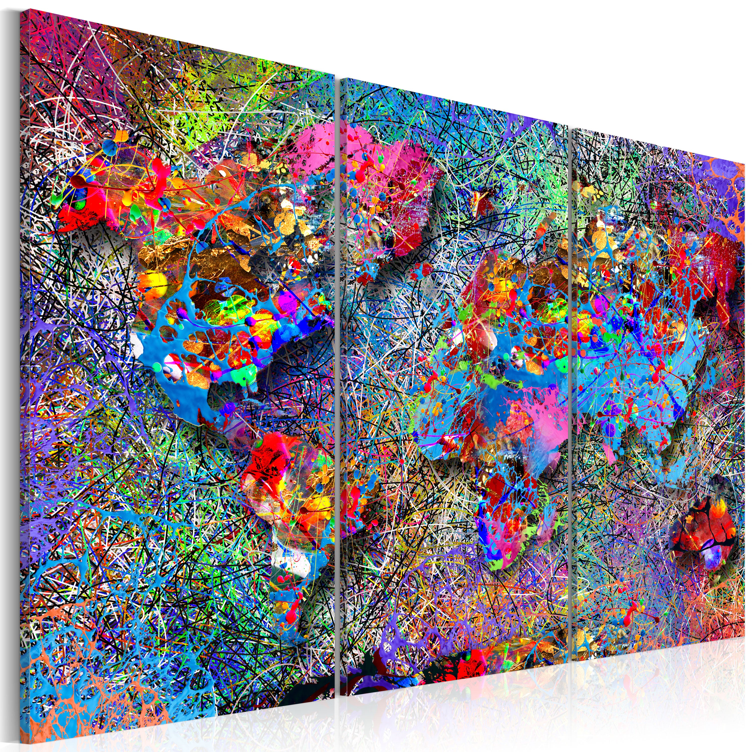 Tableau - World Map: Colourful Whirl [90x60] | Leroy Merlin