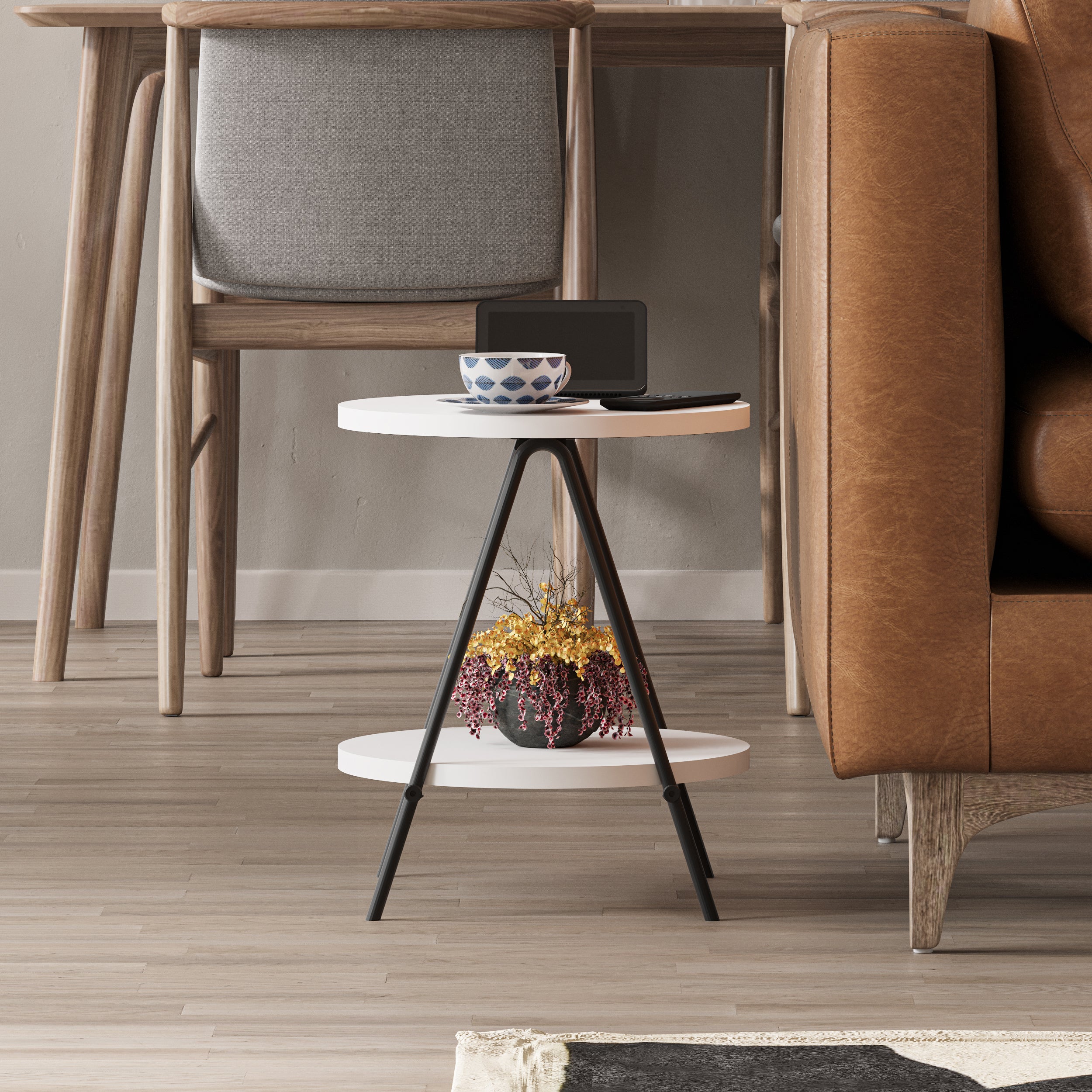 Decortie Table d’appoint Essel gris moka, table ronde design industriel ...