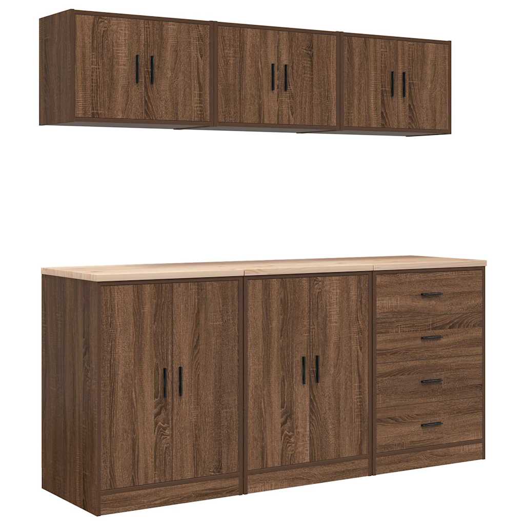 Meuble de rangement | Armoires de garage 6 pcs chêne marron bois d ...