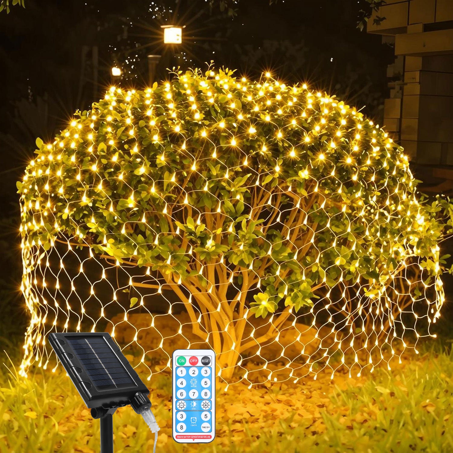 Filet Lumineux Solaire 4.5x1.6M Blanc chaud Chaîne lumineuse avec 8 ...