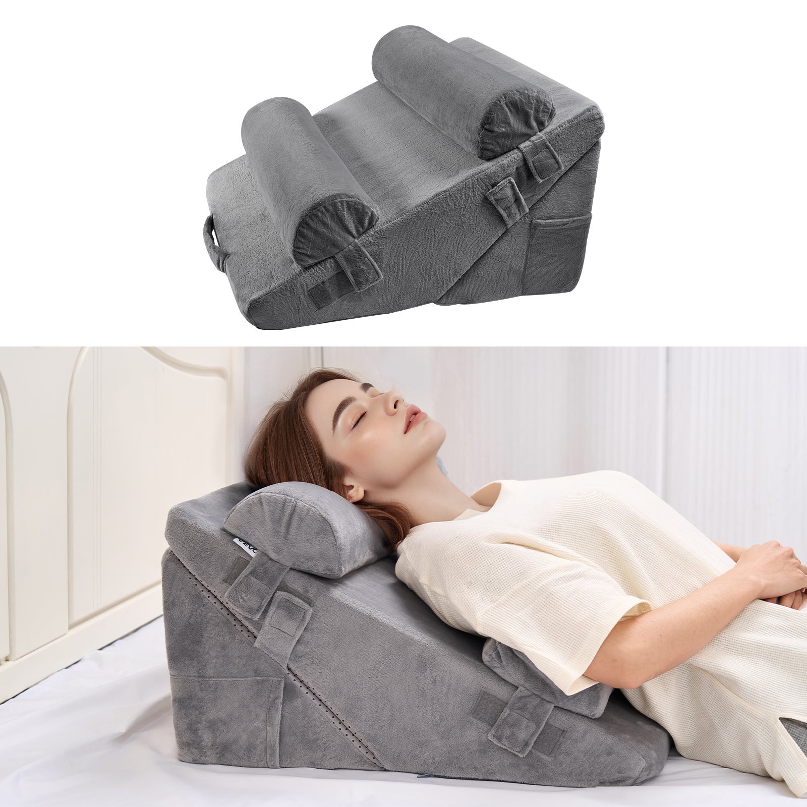Almohada cama inclinada, almohada ortopédica ajustable, relleno de ...