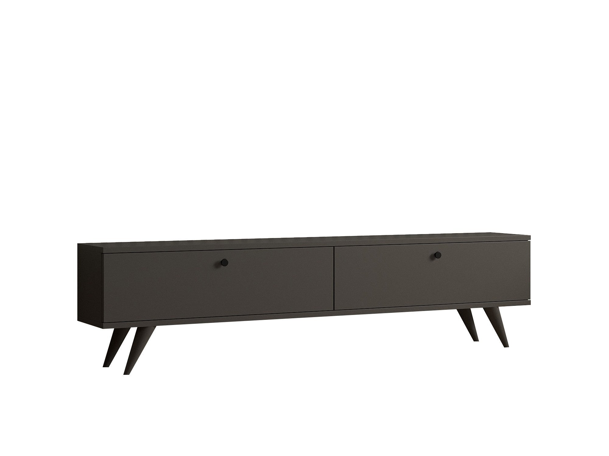 Mueble TV de madera "Parlak" - 160 x 25 x 40 cm - Gris antracita ...