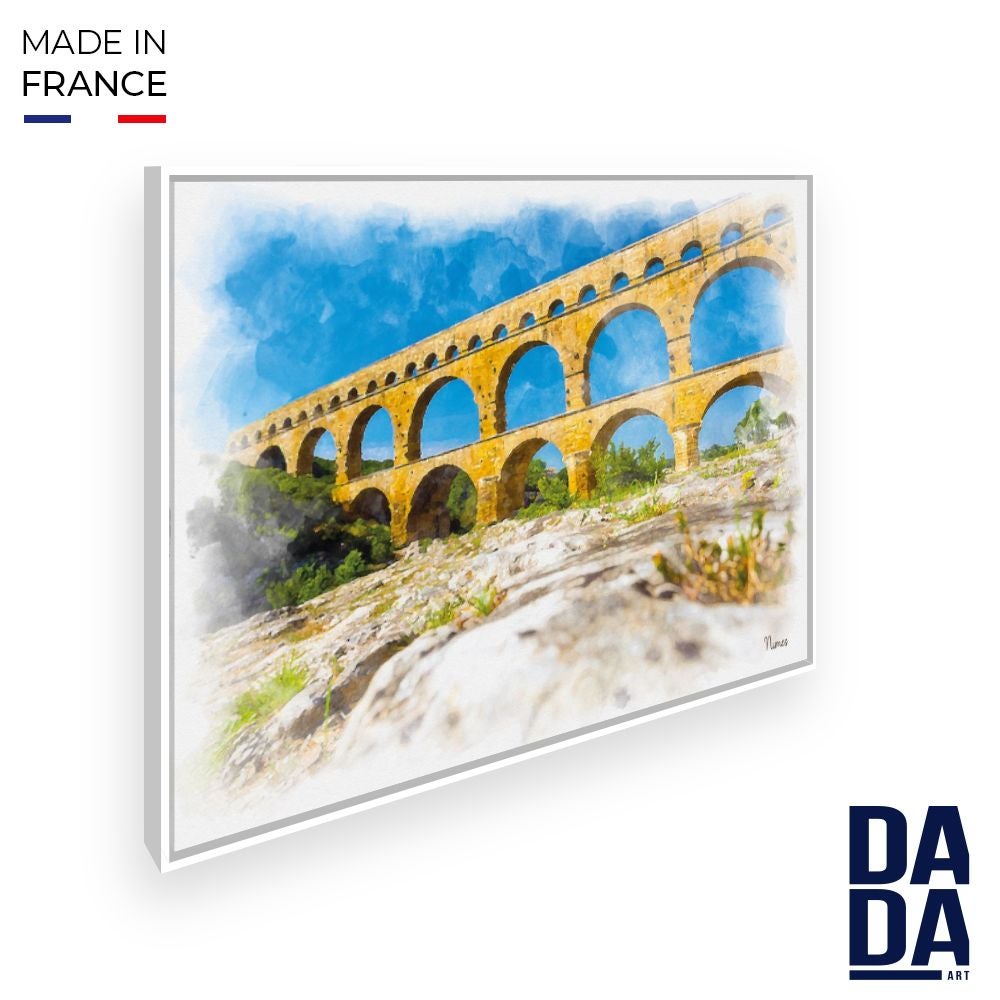 Tableau Pont de Nimes / 45x60cm / Cadre Blanc / Fabriqué en France ...
