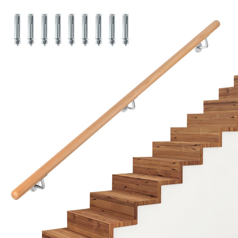 Main courante hêtre 200cm support de main courante tige de garde-corps ...