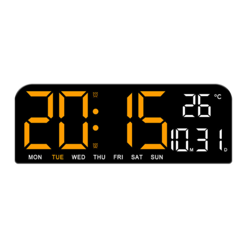 Horloge de bureau LED orange créative, simple, grande taille ...