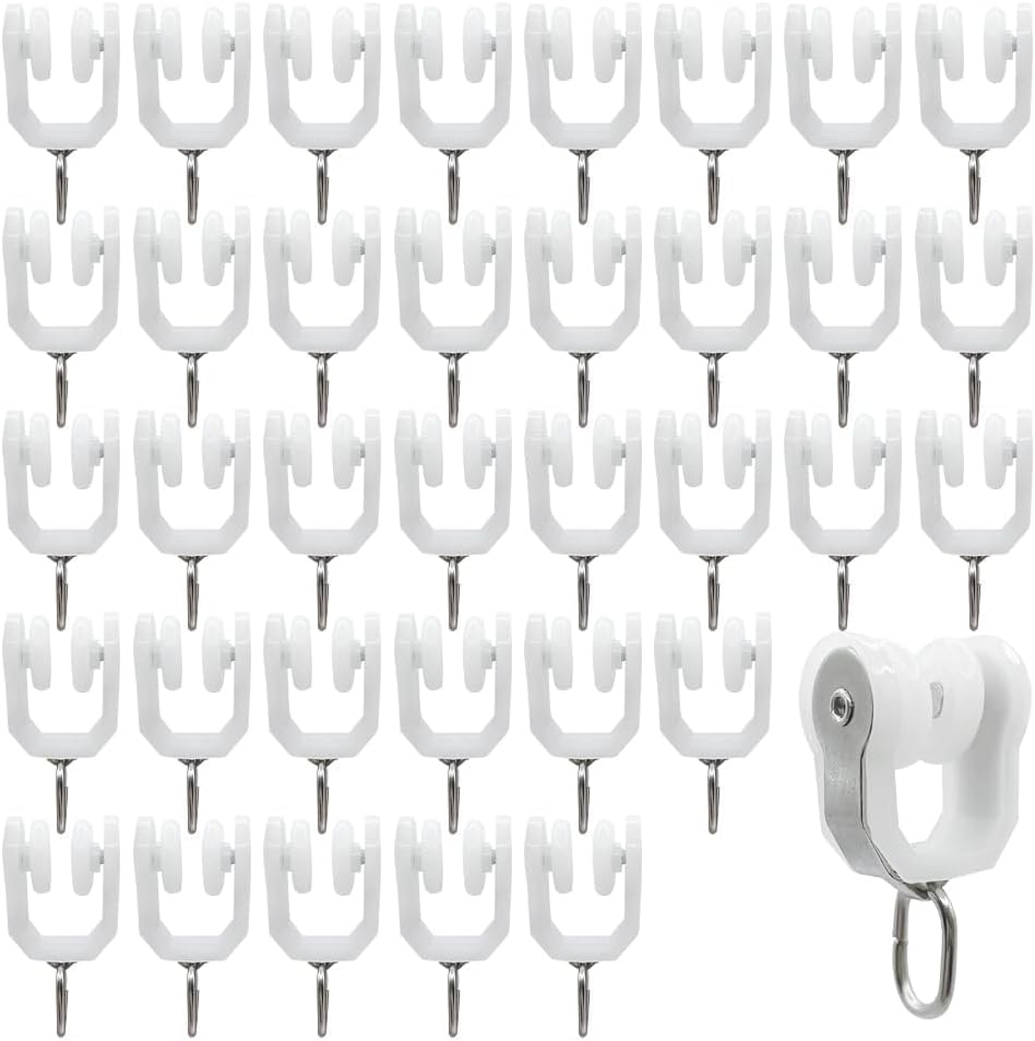 Rouleaux de Rail de Rideau-36 pièces Rail Extérieur Crochet de Rideau ...