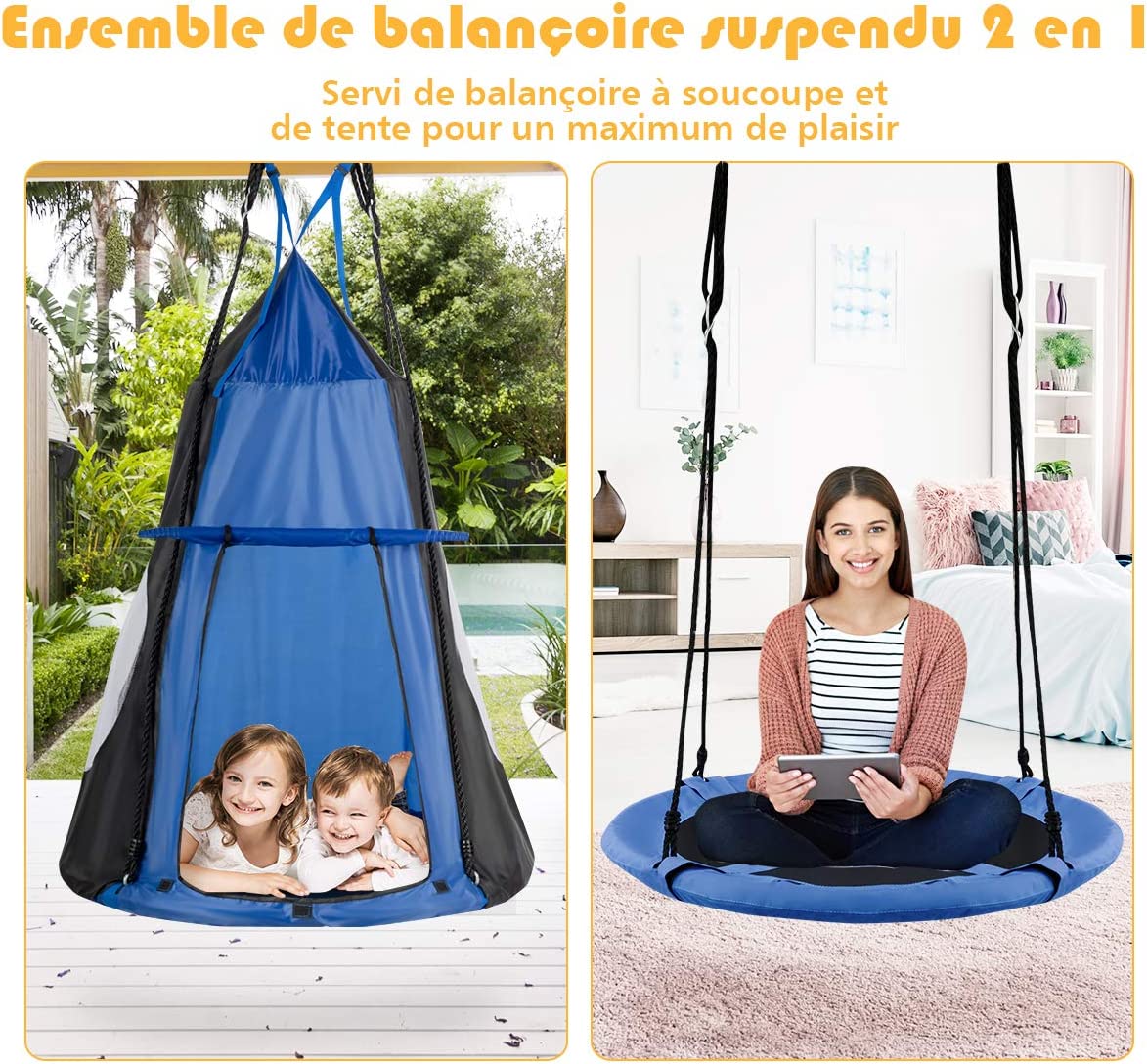 Balançoire nid ø100cm,charge 150kg,longueur réglable 100-160cm,panier ...
