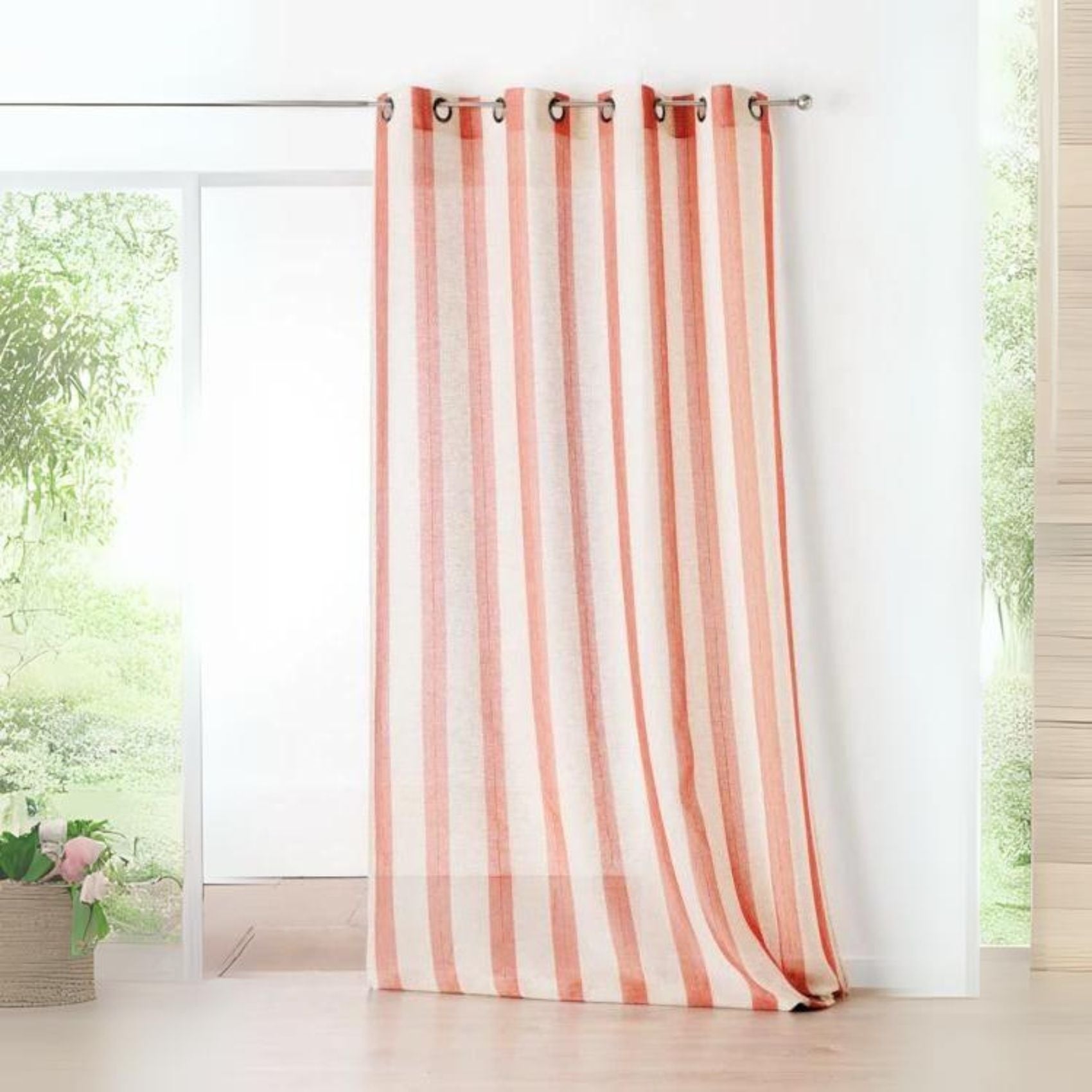 Voilage Fantaisie avec des Rayures Verticales - Rouge - 150x280 cm ...