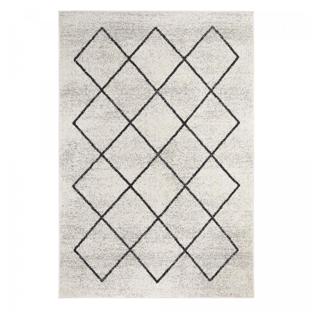 Tapis chambre 120x170 tissé crème rectangle motif scandinave BALANIA ...