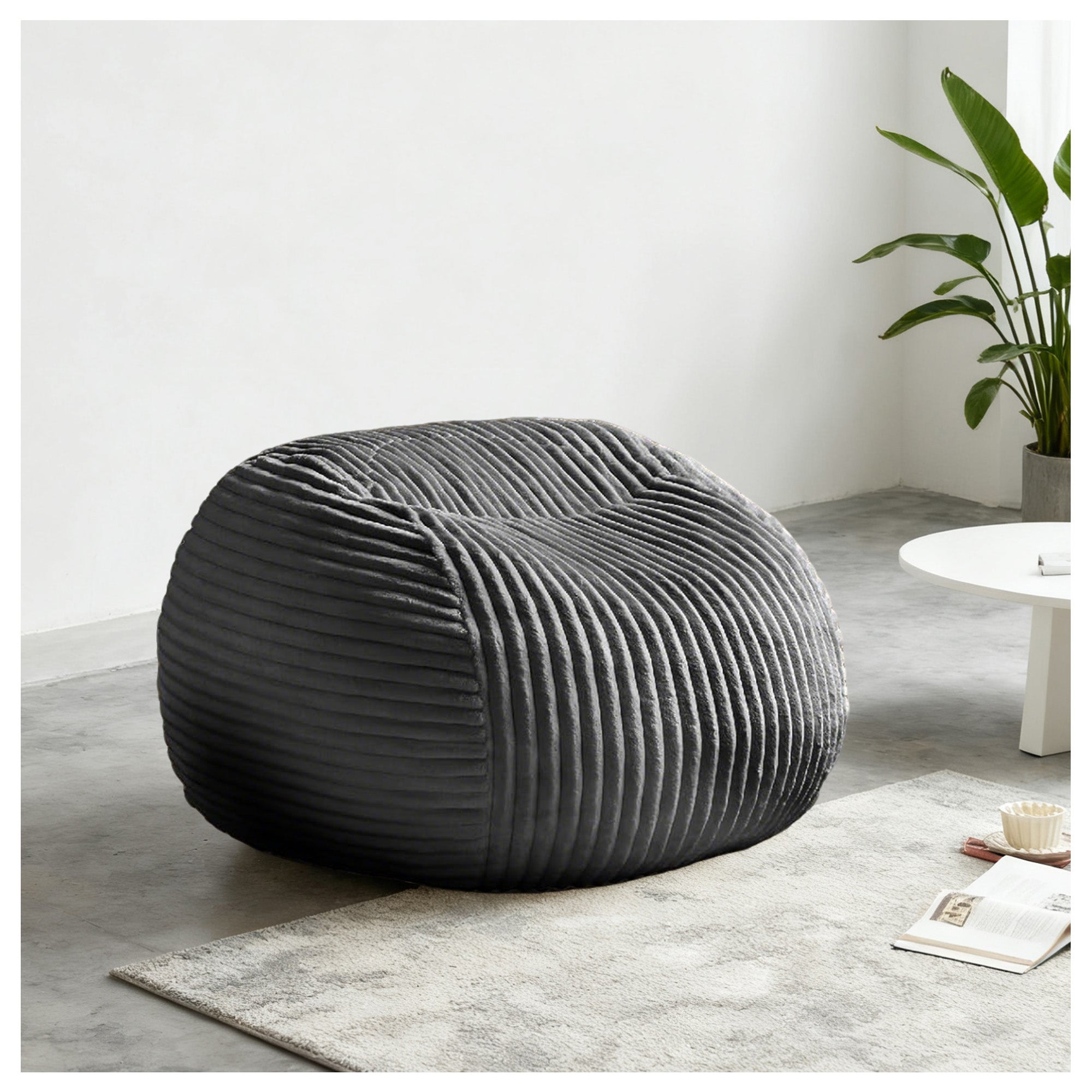 Pouf gris haut de gamme pour adultes - canapé de loisirs ultra moelleux ...