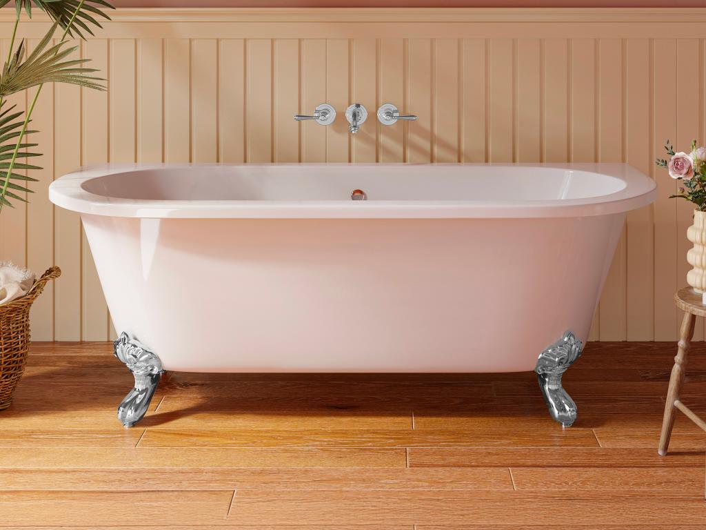 Baignoire semi-îlot retro avec pieds d'aigle- 190 L - 170 x 74 x 62 cm ...