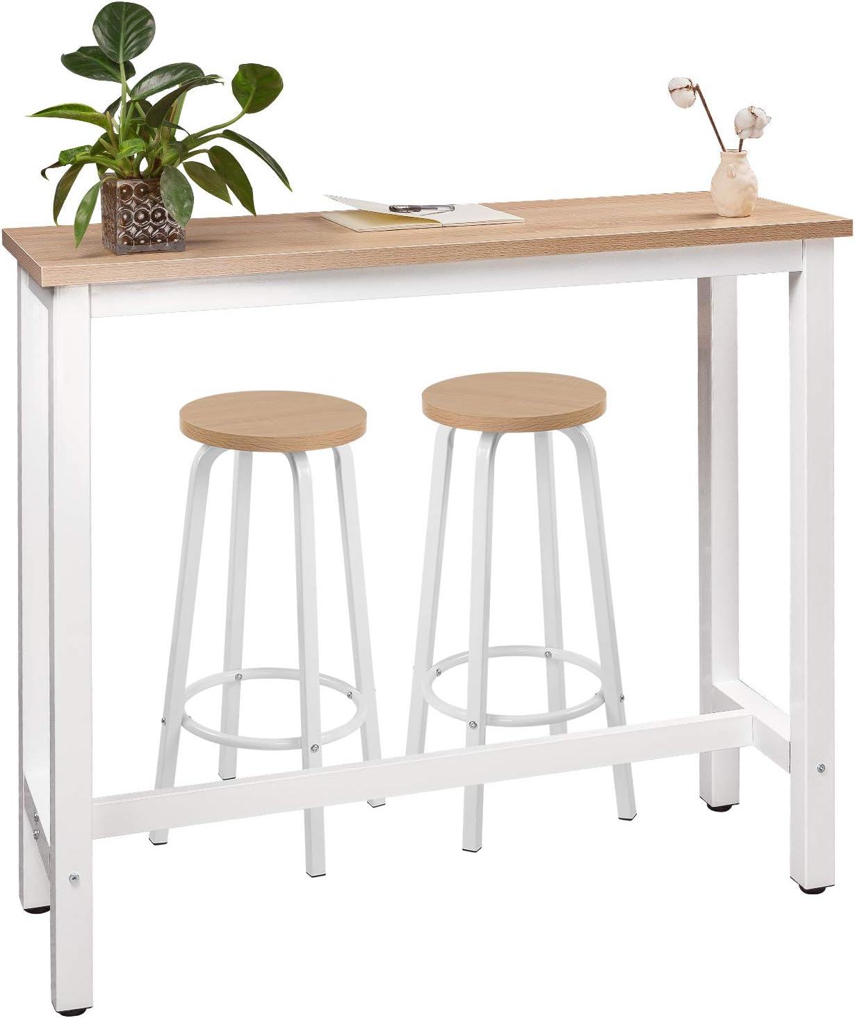 WOLTU 1 X Table de Bar + 2 X tabourets de Bar en MDF et Métal ...