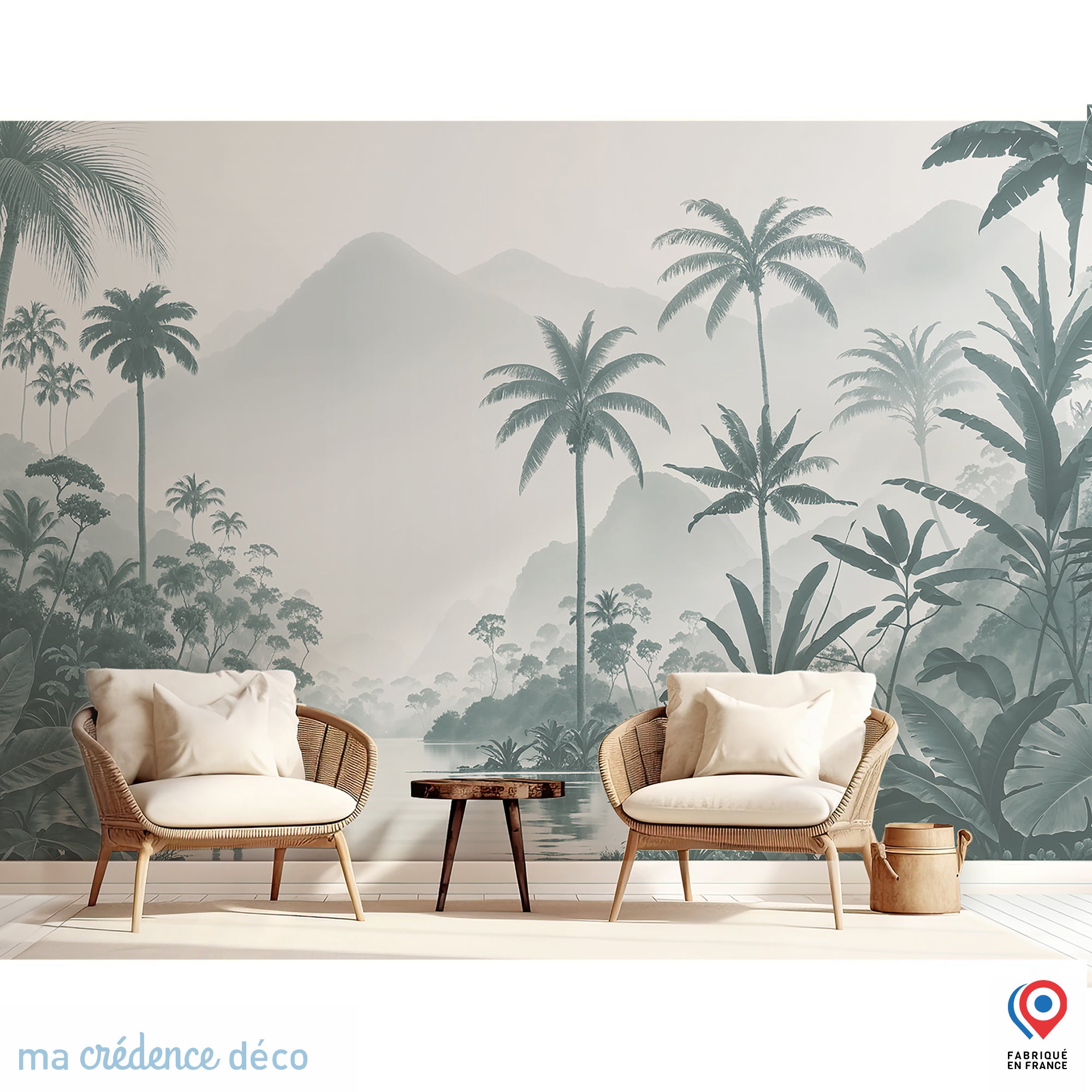 Papier peint Forêt tropicale luxuriante et couleurs douces - Intissé ...