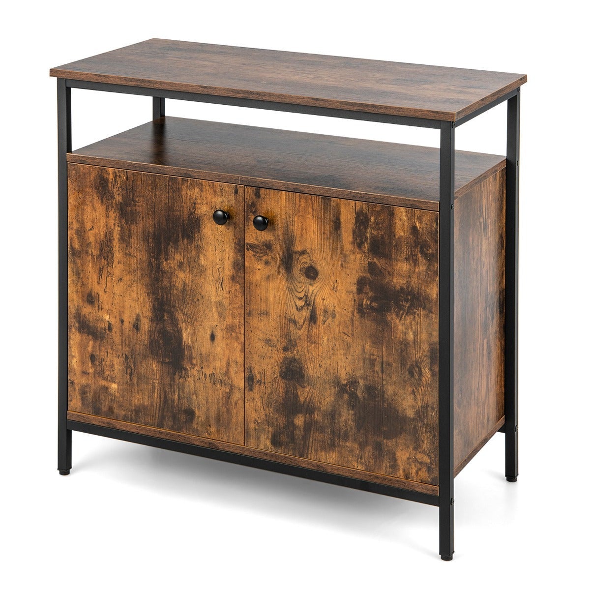 Buffet de cuisine industriel avec 2 portes et cadre métallique 80x40x80 ...