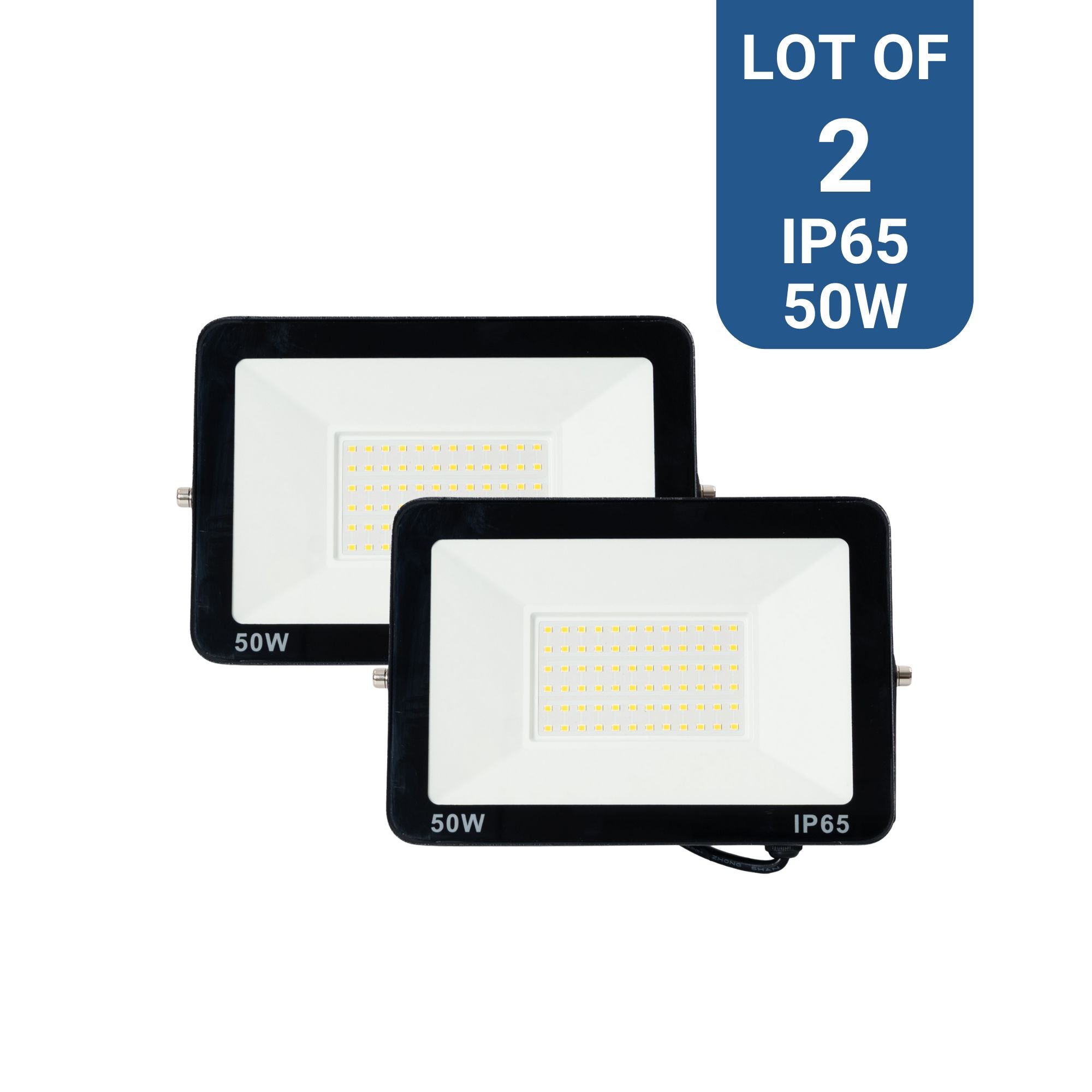 Pack de 2 projecteurs LED extérieur 50W - 95lm/W - IP65 - Blanc Chaud ...