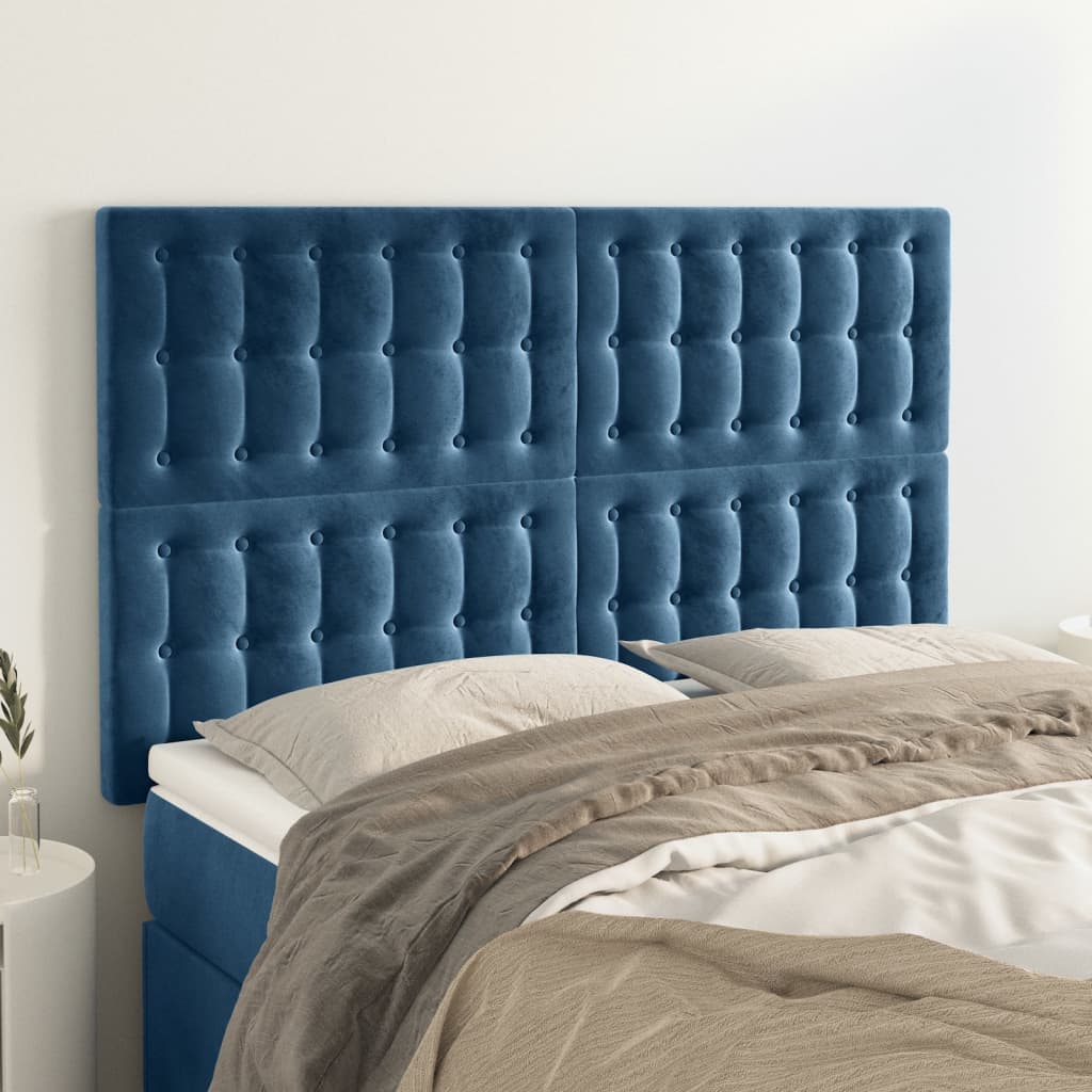 Têtes de lit 4 pcs | Décoration murale Bleu foncé 72x5x78/88 cm Velours ...