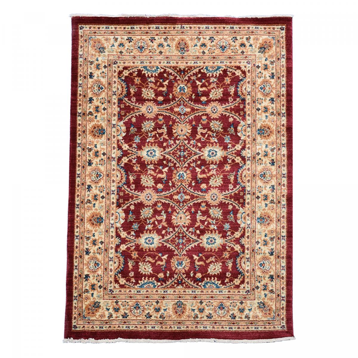 Tapis orient 120x180 rectangle rouge et beige tissé motifs orientaux ...