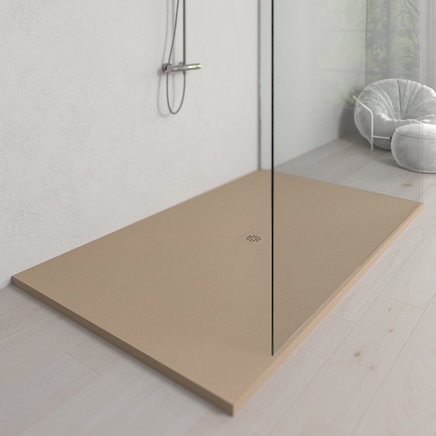 Plato ducha resina Extragrande XXL 130x160 MOKA con Textura Pizarra y ...