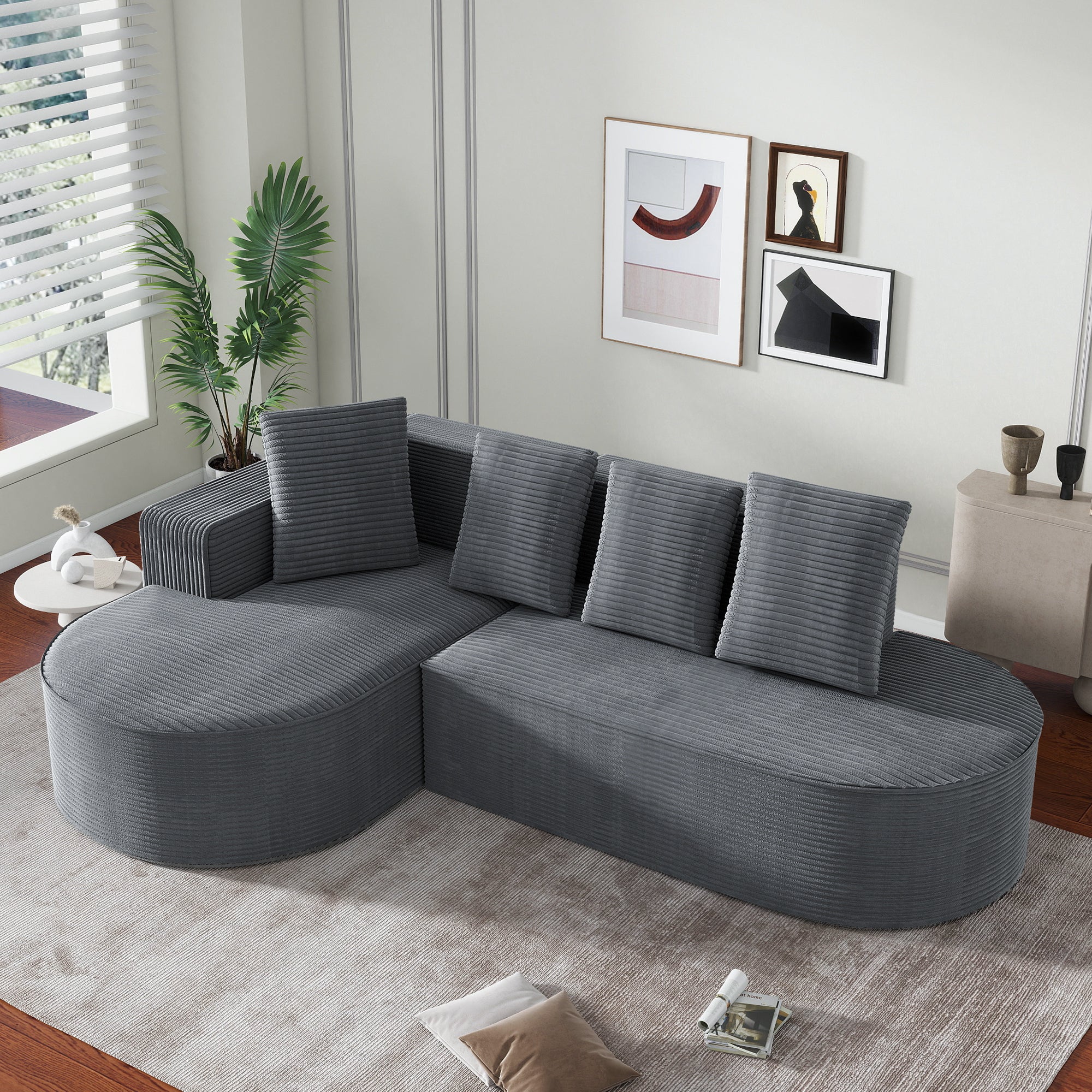 Canapé modulable - Design sans structure - 3 places - Velours côtelé ...