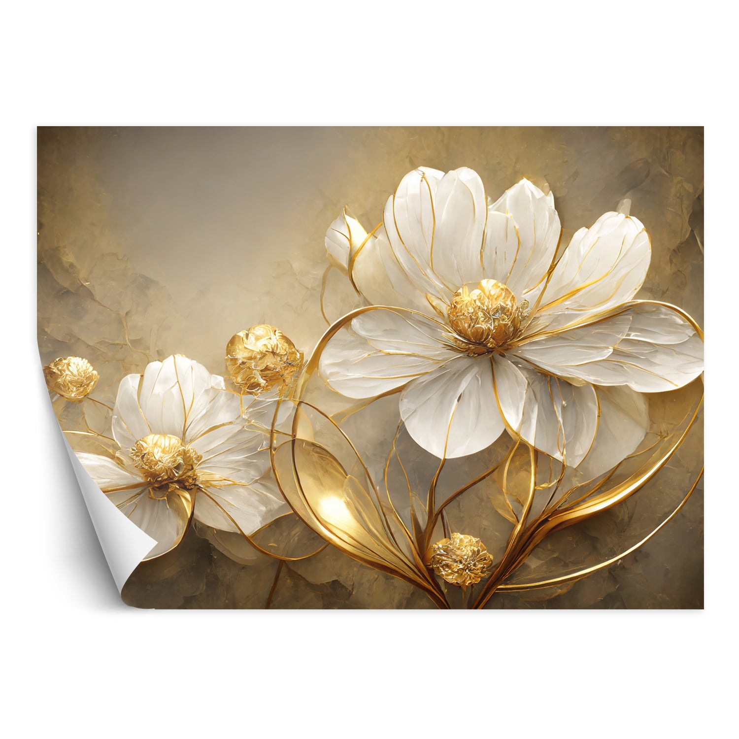 Fototapeta, Złote kwiaty Abstrakcja Glamour 450x315 - Leroy Merlin