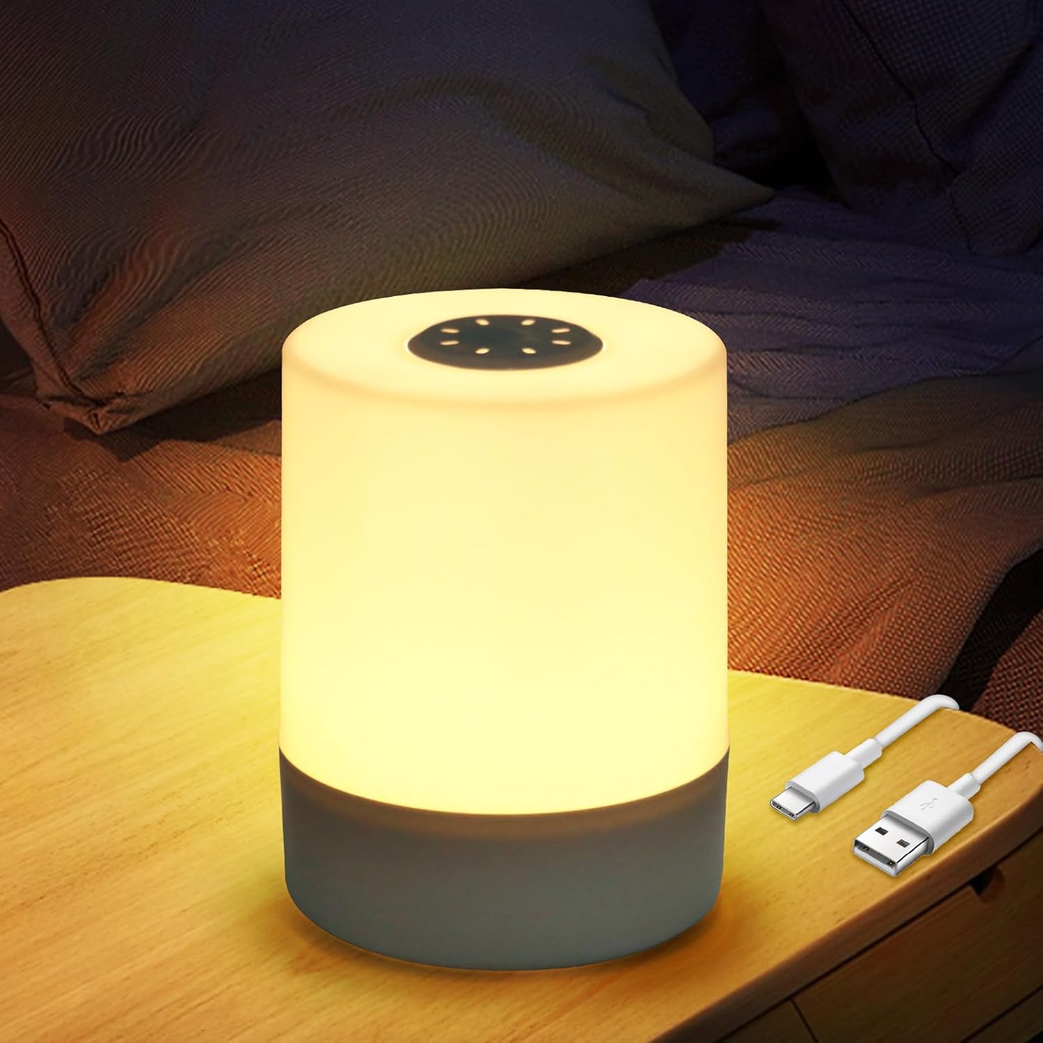 Lampe de Chevet LED - Petite Lampe de Table Sans Fil - Lampe de Chevet ...