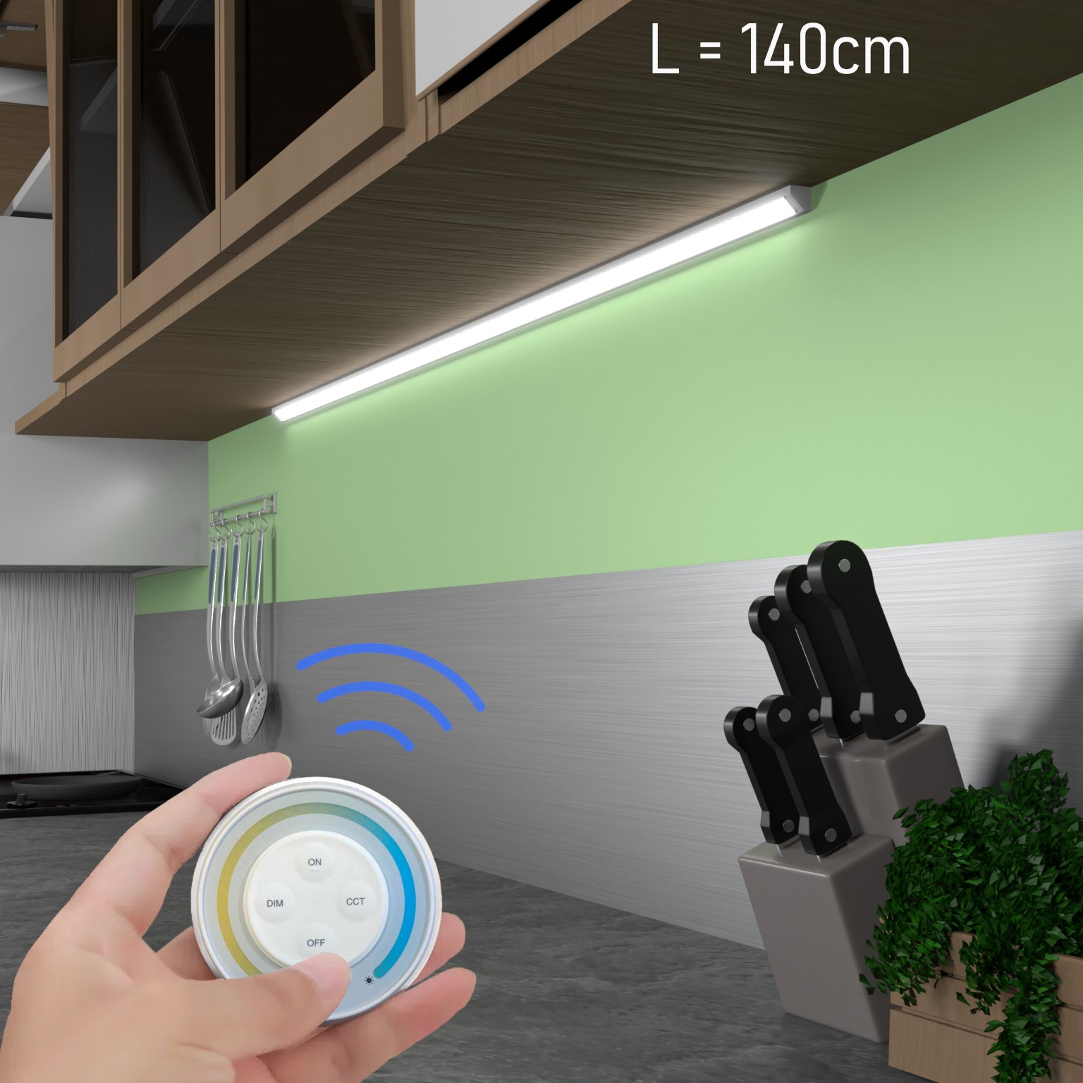 Réglette LED cuisine d'angle 140 cm - 11,5W - Blanc naturel 4000K ...