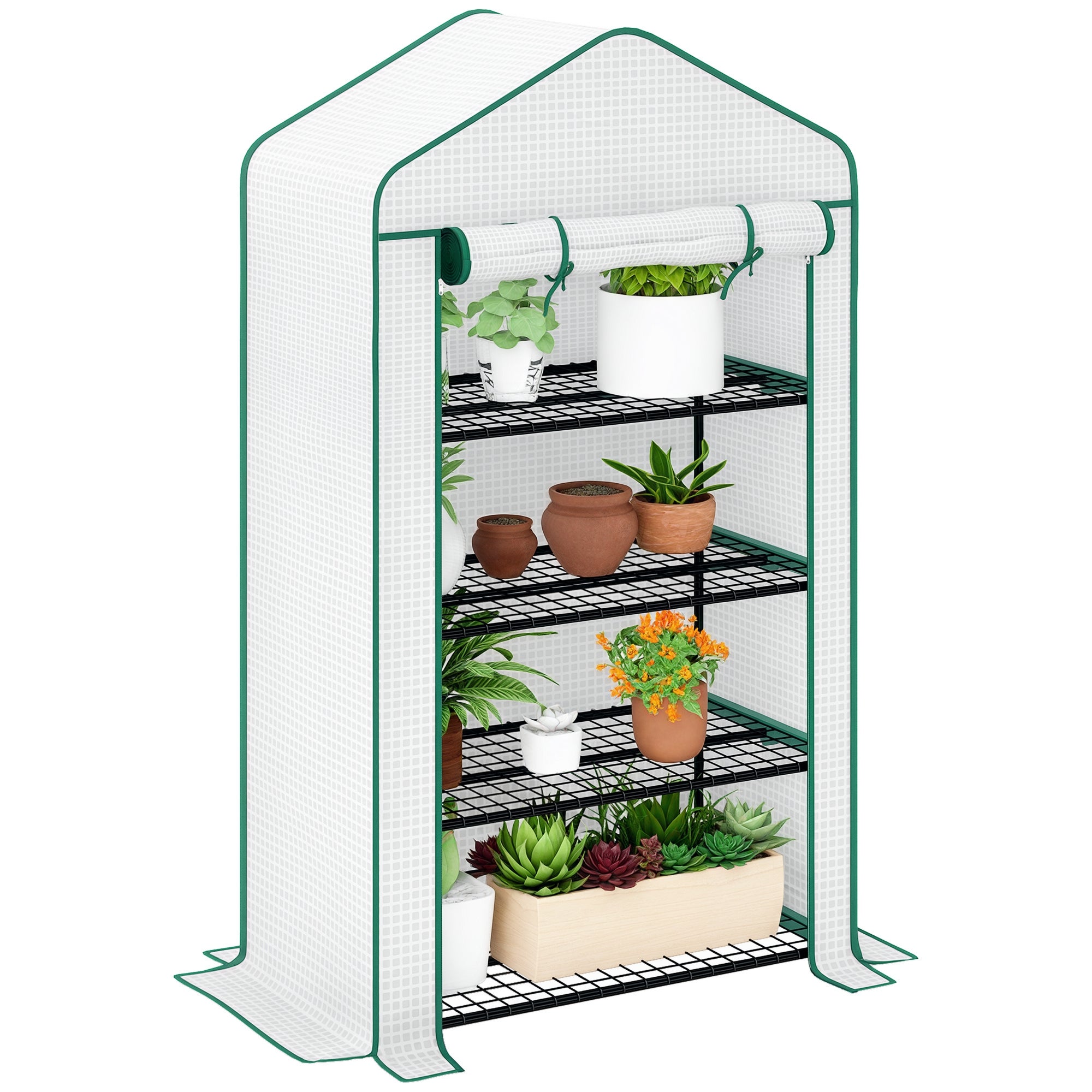 Serre de jardin balcon étagère serre 4 niveaux 90 x 49 x 160 cm acier ...