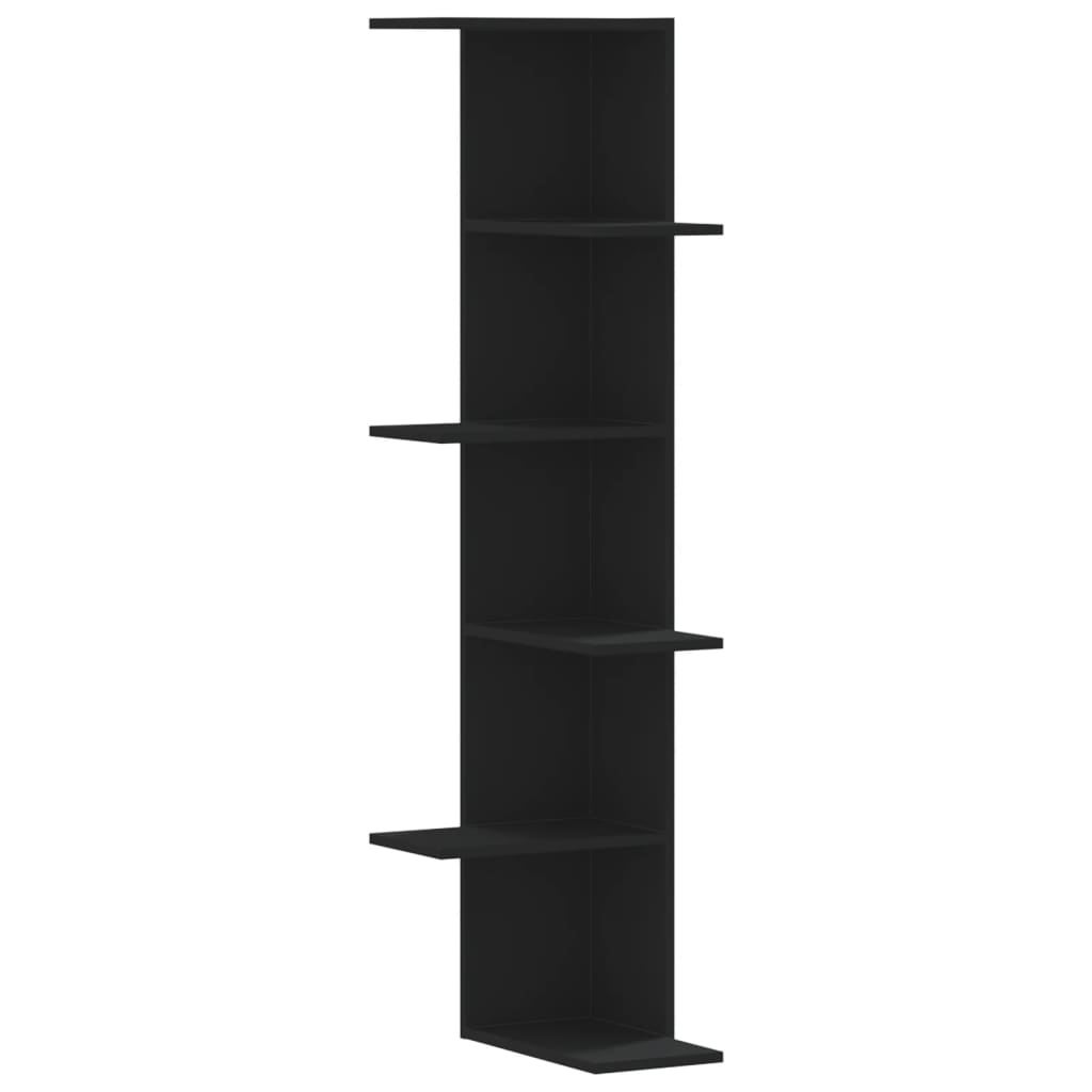 Étagère murale d'angle en bois noir 36,5x36,5x140 cm | Leroy Merlin