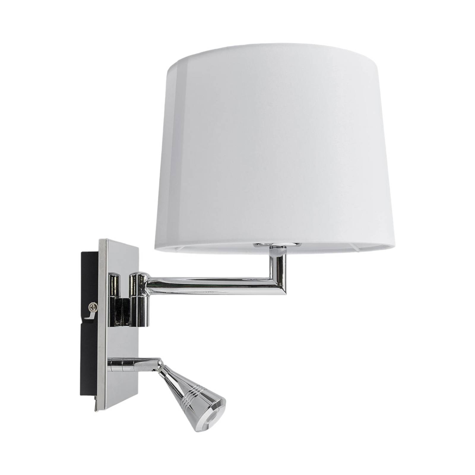 Lucande Aplique de pared curvado con brazo de lectura, lámparas de pared textiles, aplique ...