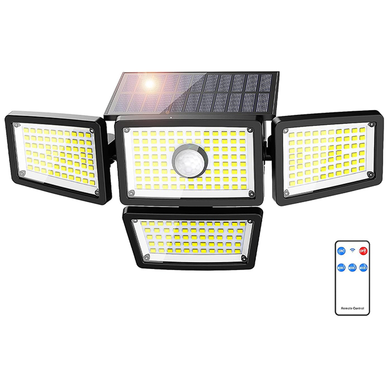 1 luz solar para exteriores, 4 luces solares con sensor de movimiento de cabeza ajustable, 283 ...