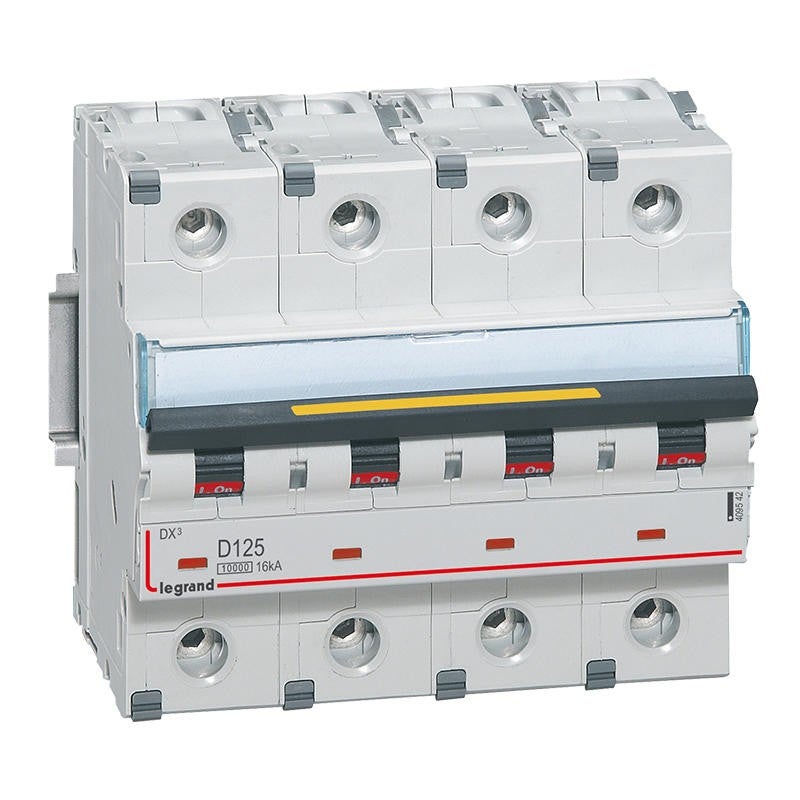 Disjoncteur DX_ 10000 - 16kA - 4P 400V~ - 125A - courbe D - 6 modules | Bricoman